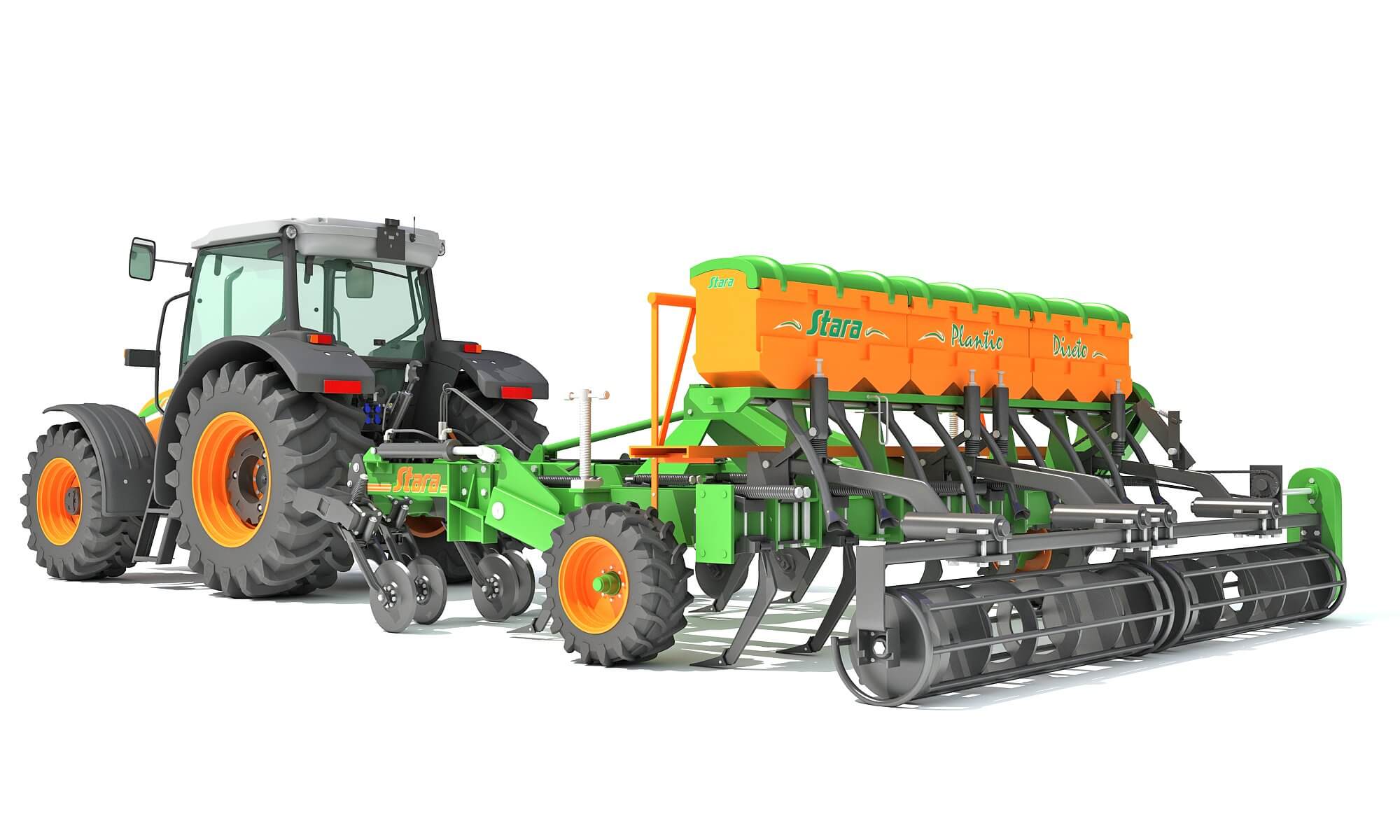 Stara Tractor with Seed Drill - 3D Model by 3D Horse