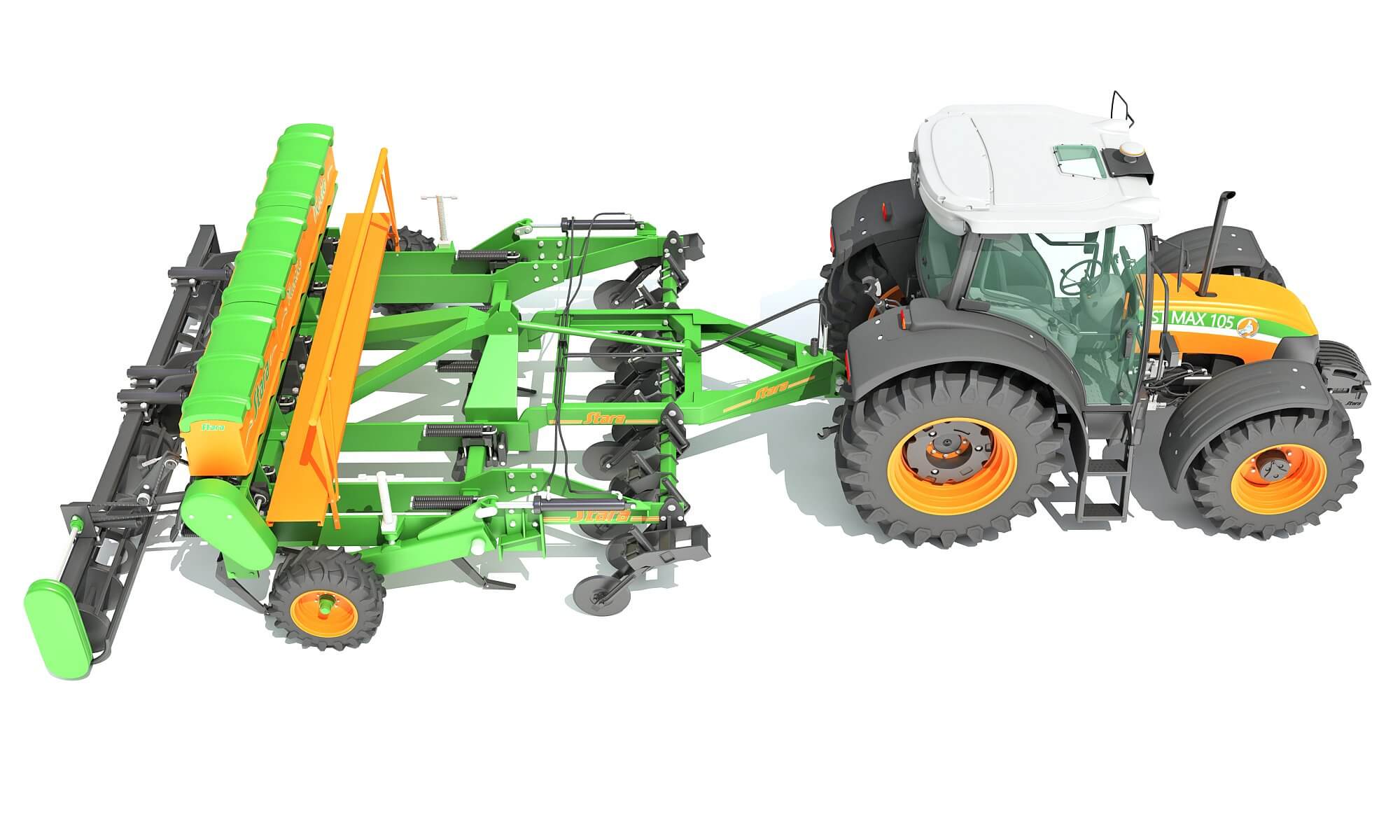 Stara Tractor with Seed Drill - 3D Model by 3D Horse