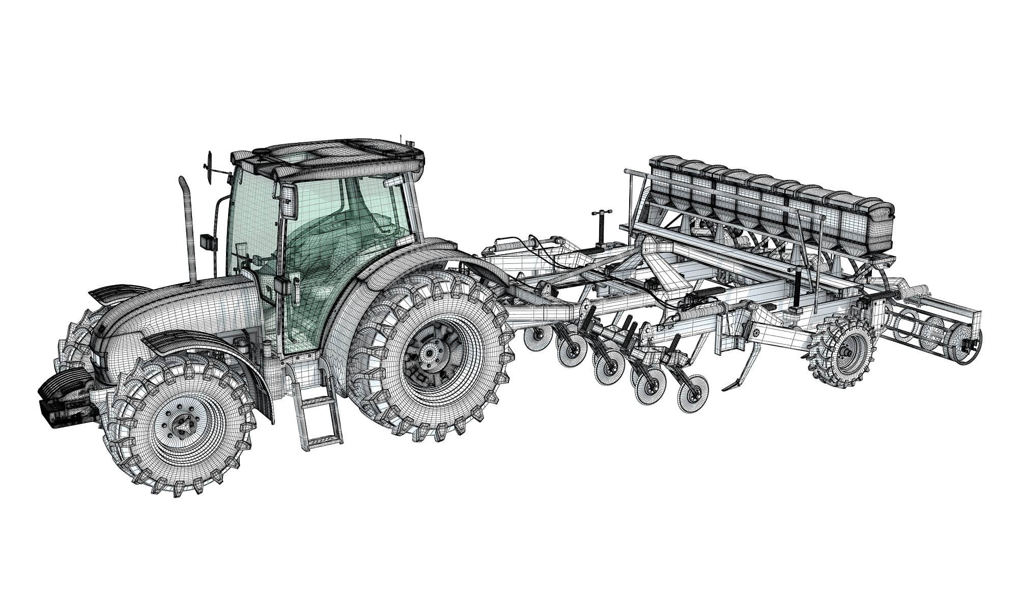 Stara Tractor with Seed Drill - 3D Model by 3D Horse