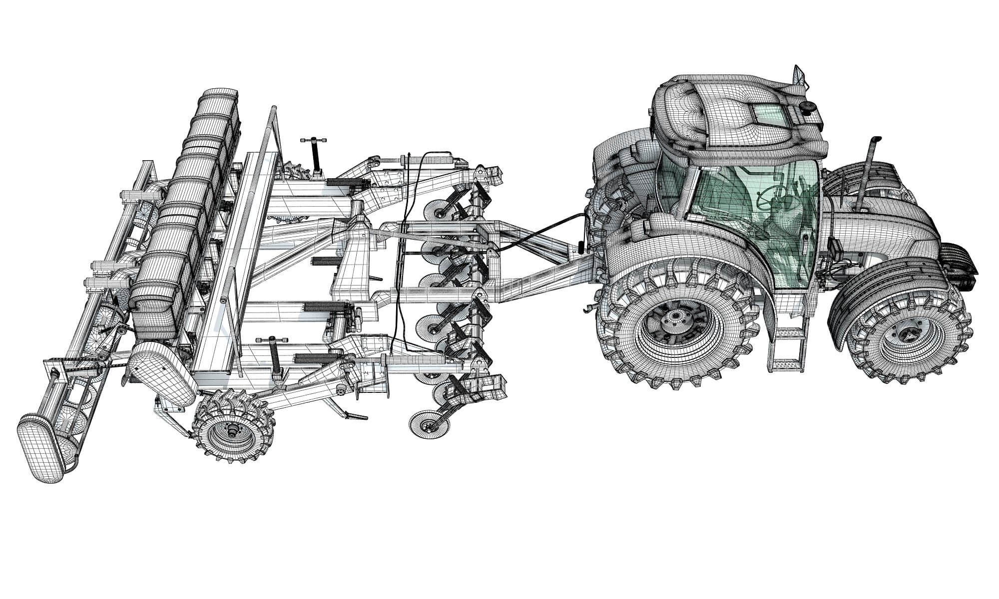 Stara Tractor with Seed Drill - 3D Model by 3D Horse