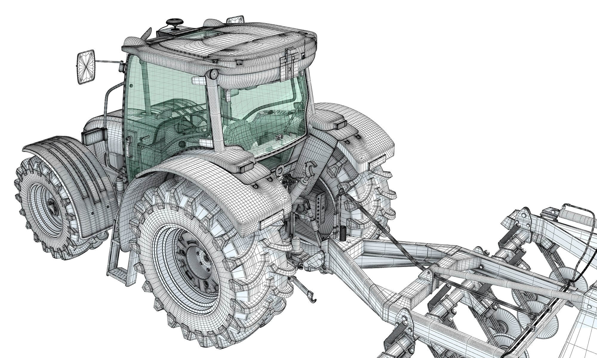 Stara Tractor with Seed Drill - 3D Model by 3D Horse