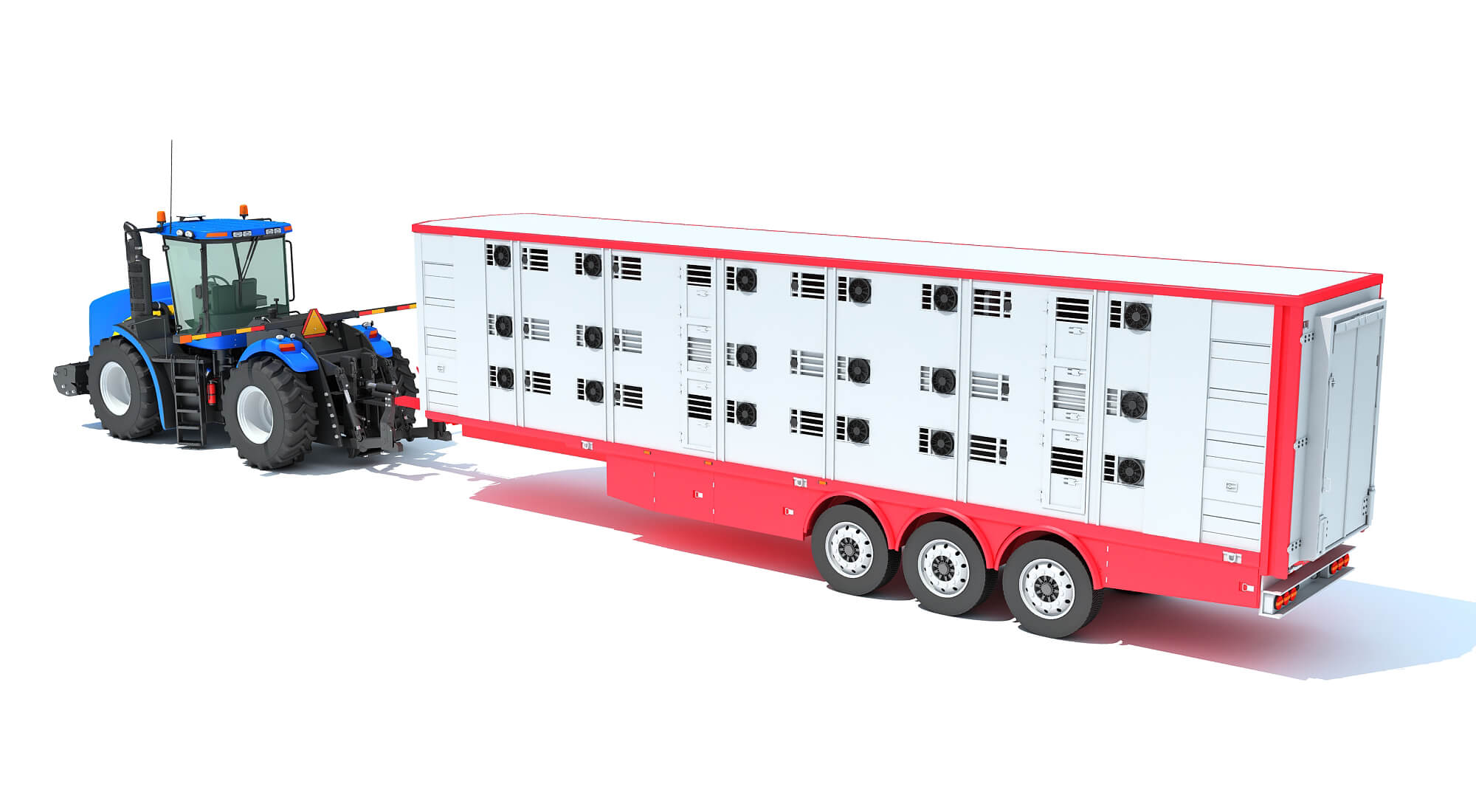 Tractor with Animal Transporter Trailer - 3D Model by 3D Horse