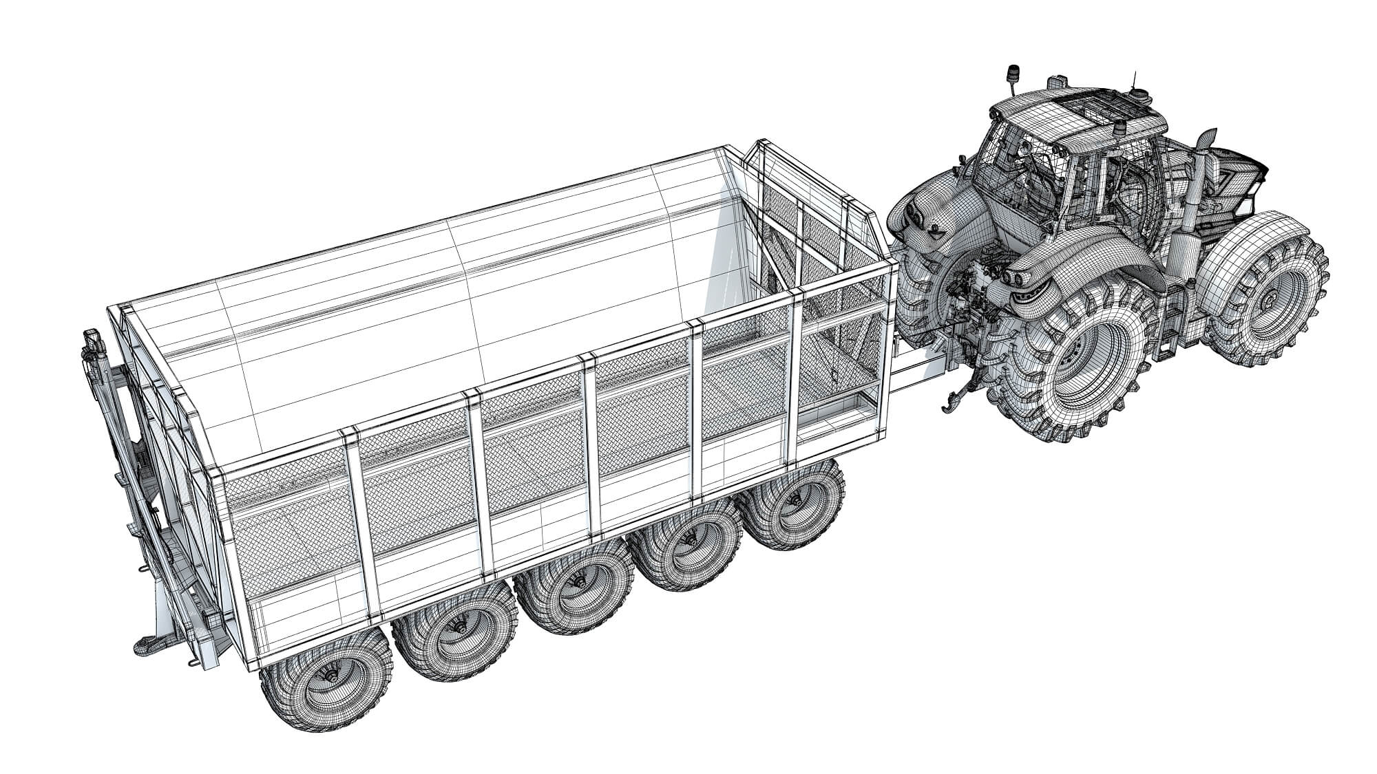 Tractor with Cane Trailer - 3D Model by 3D Horse