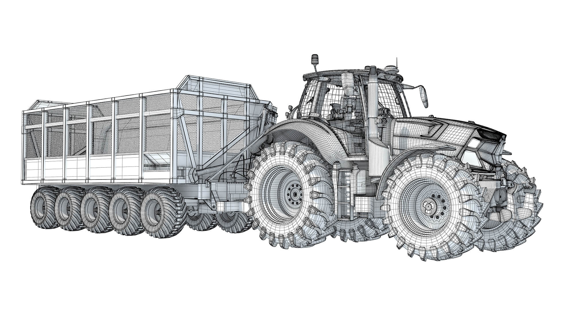 Tractor with Cane Trailer - 3D Model by 3D Horse