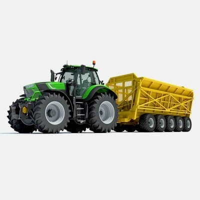 Tractor with Cane Trailer - 3D Model by 3D Horse