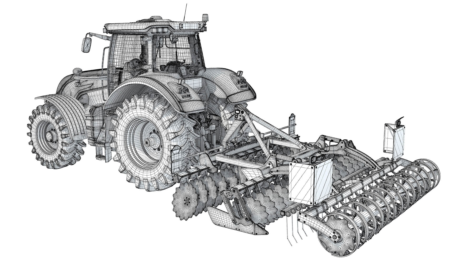 Tractor with Compact Disc Harrow - 3D Model by 3D Horse