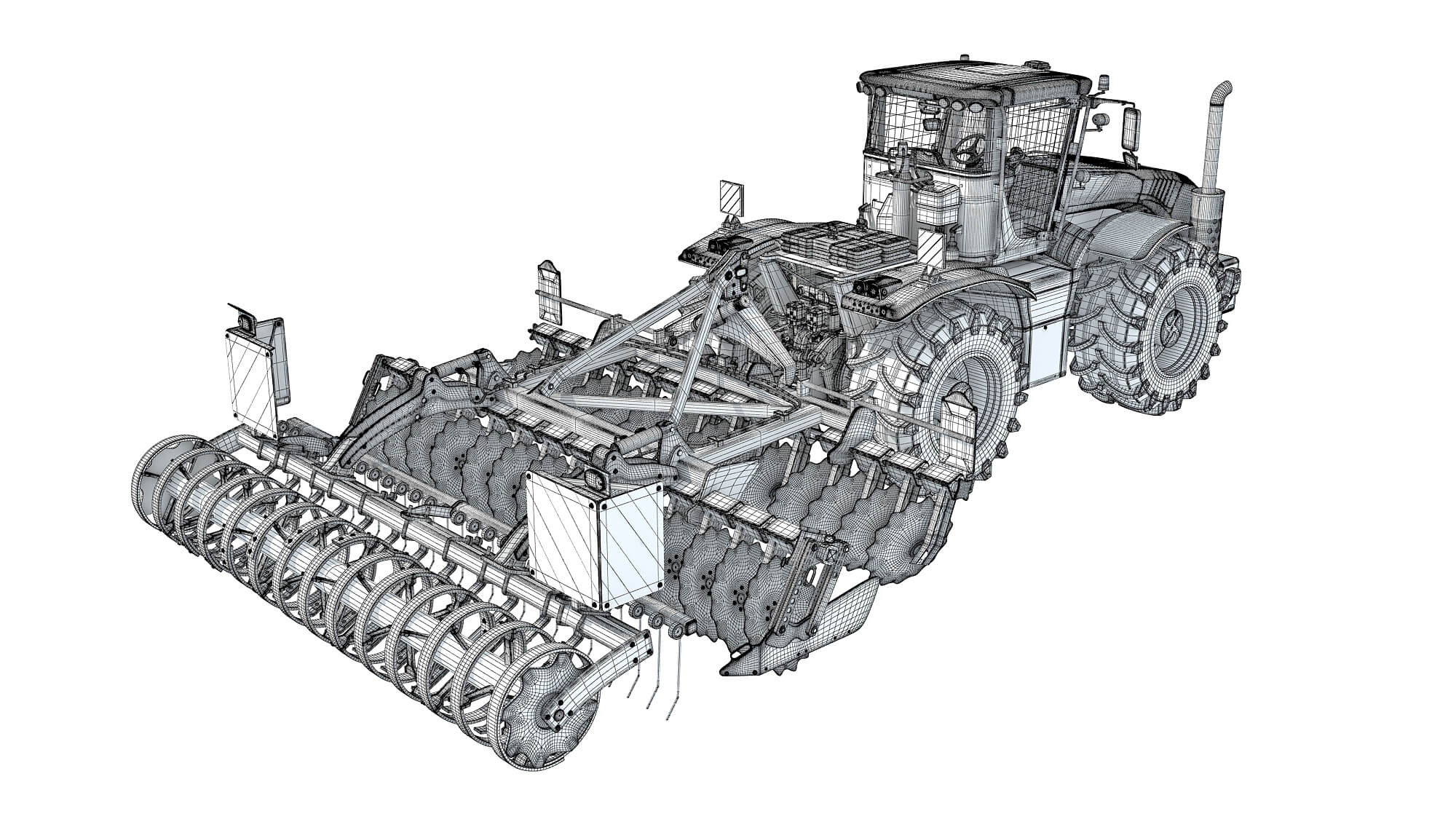 Tractor with Disc Harrow - 3D Model by 3D Horse