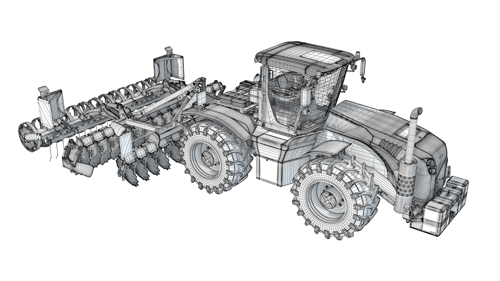 Tractor with Disc Harrow - 3D Model by 3D Horse