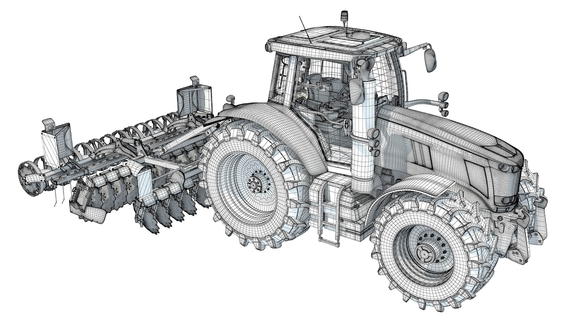 Tractor with Disc Harrow - 3D Model by 3D Horse