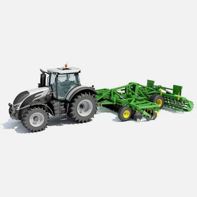Tractor with Disc Harrow - 3D Model by 3D Horse
