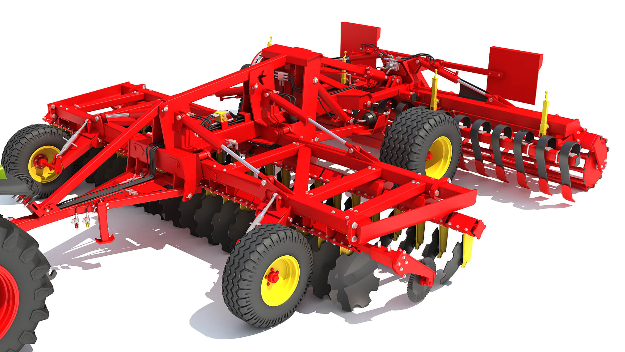 Tractor with Trailed Disc Harrow - 3D Model by 3D Horse