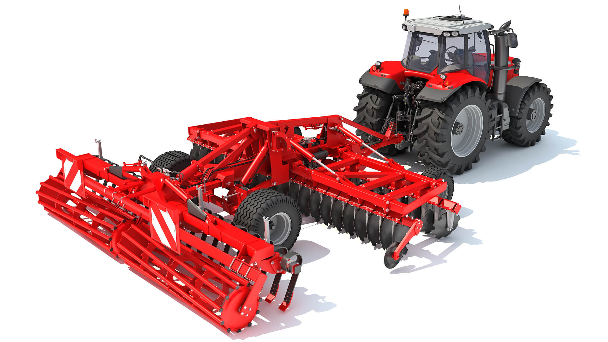Tractor with Trailed Disc Harrow - 3D Model by 3D Horse