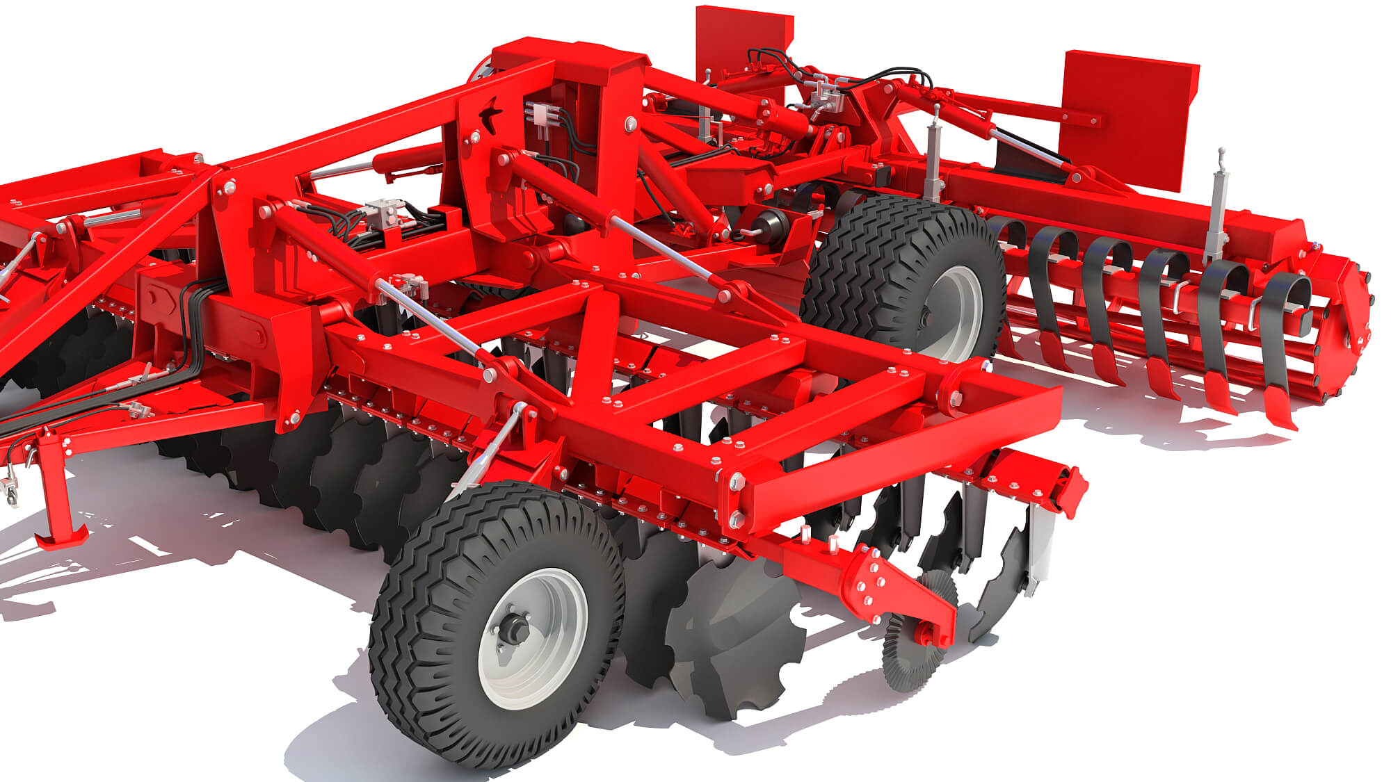 Tractor with Trailed Disc Harrow - 3D Model by 3D Horse