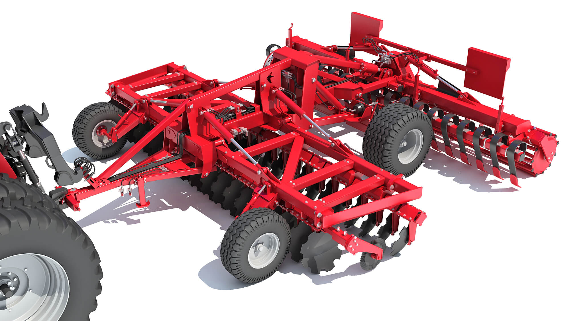 Tractor with Trailed Disc Harrow - 3D Model by 3D Horse