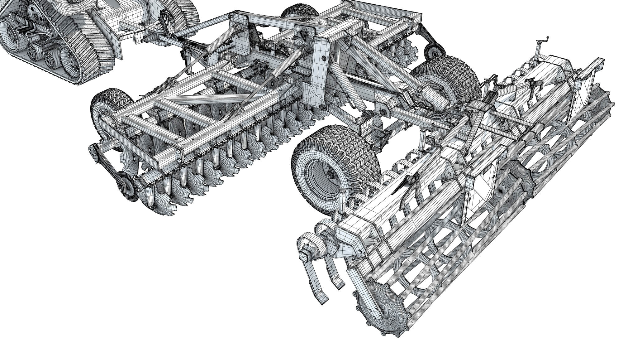 Tractor with Trailed Disc Harrow - 3D Model by 3D Horse
