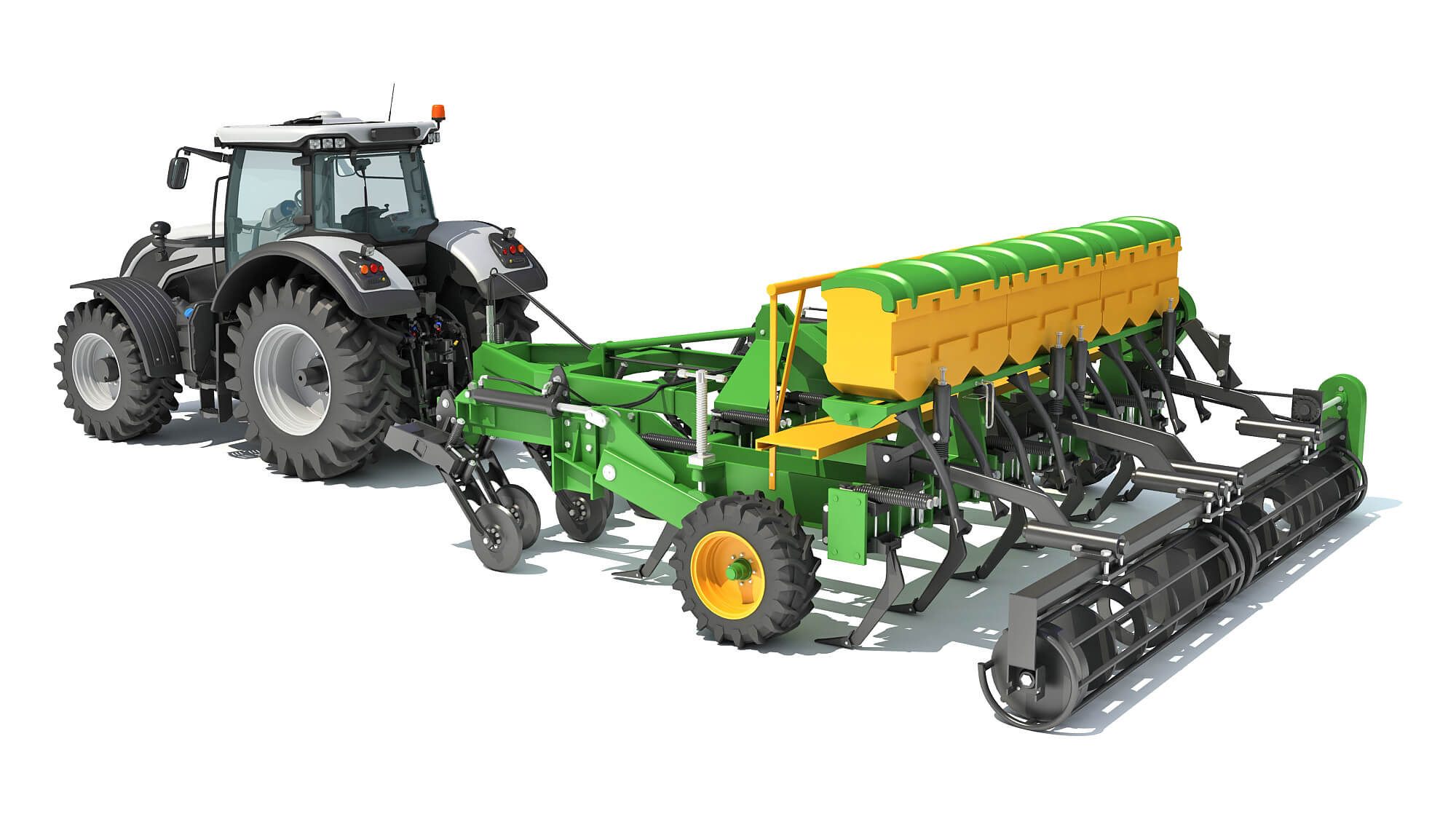 Tractor with Trailed Disc Harrow - 3D Model by 3D Horse