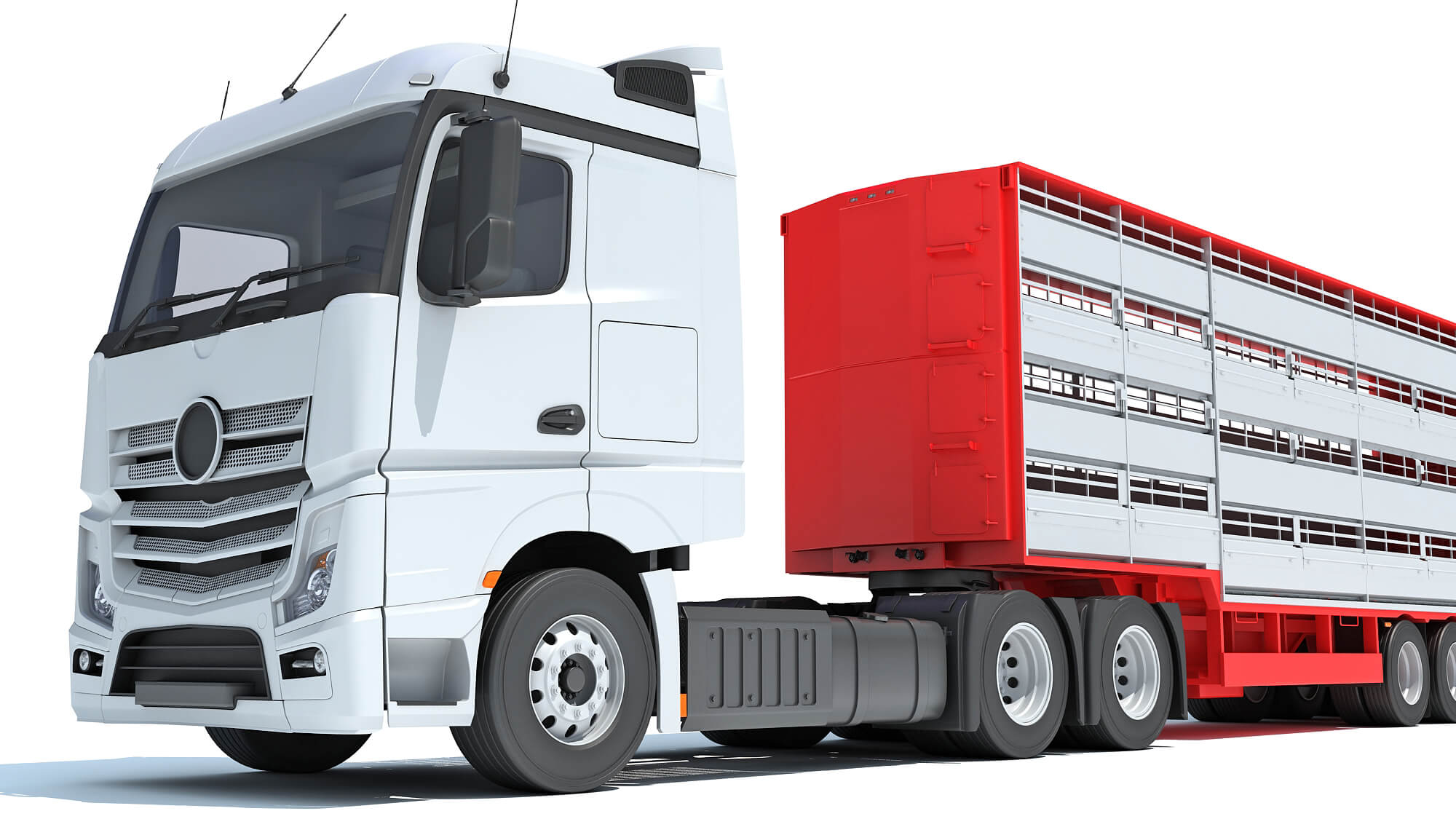 Truck with Animal Transporter Trailer - 3D Model by 3D Horse