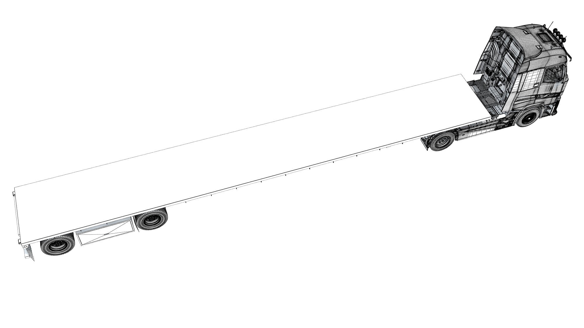 Truck with Flatbed Trailer - 3D Model by 3D Horse