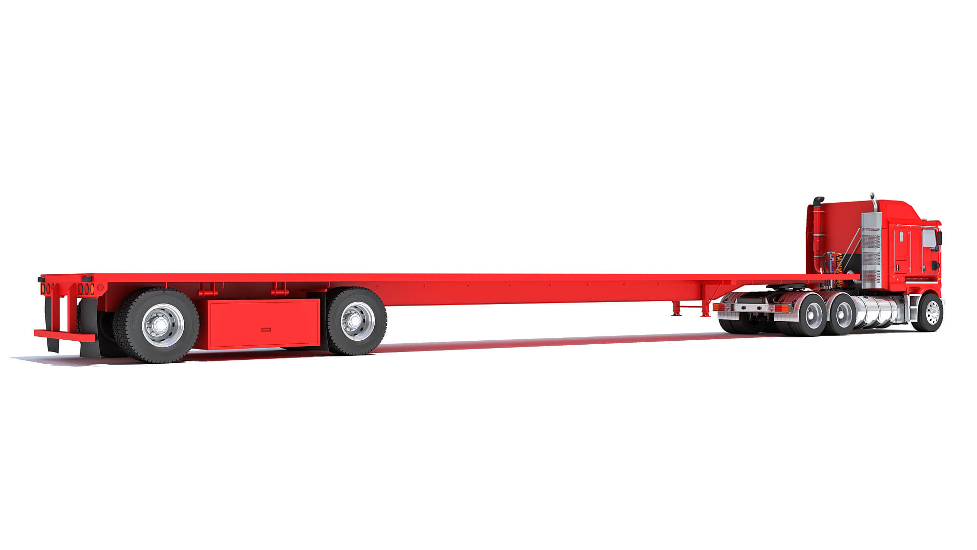 Truck with Flatbed Trailer - 3D Model by 3D Horse