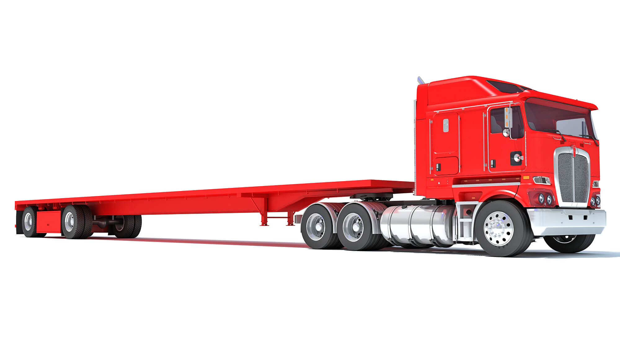 Truck with Flatbed Trailer - 3D Model by 3D Horse