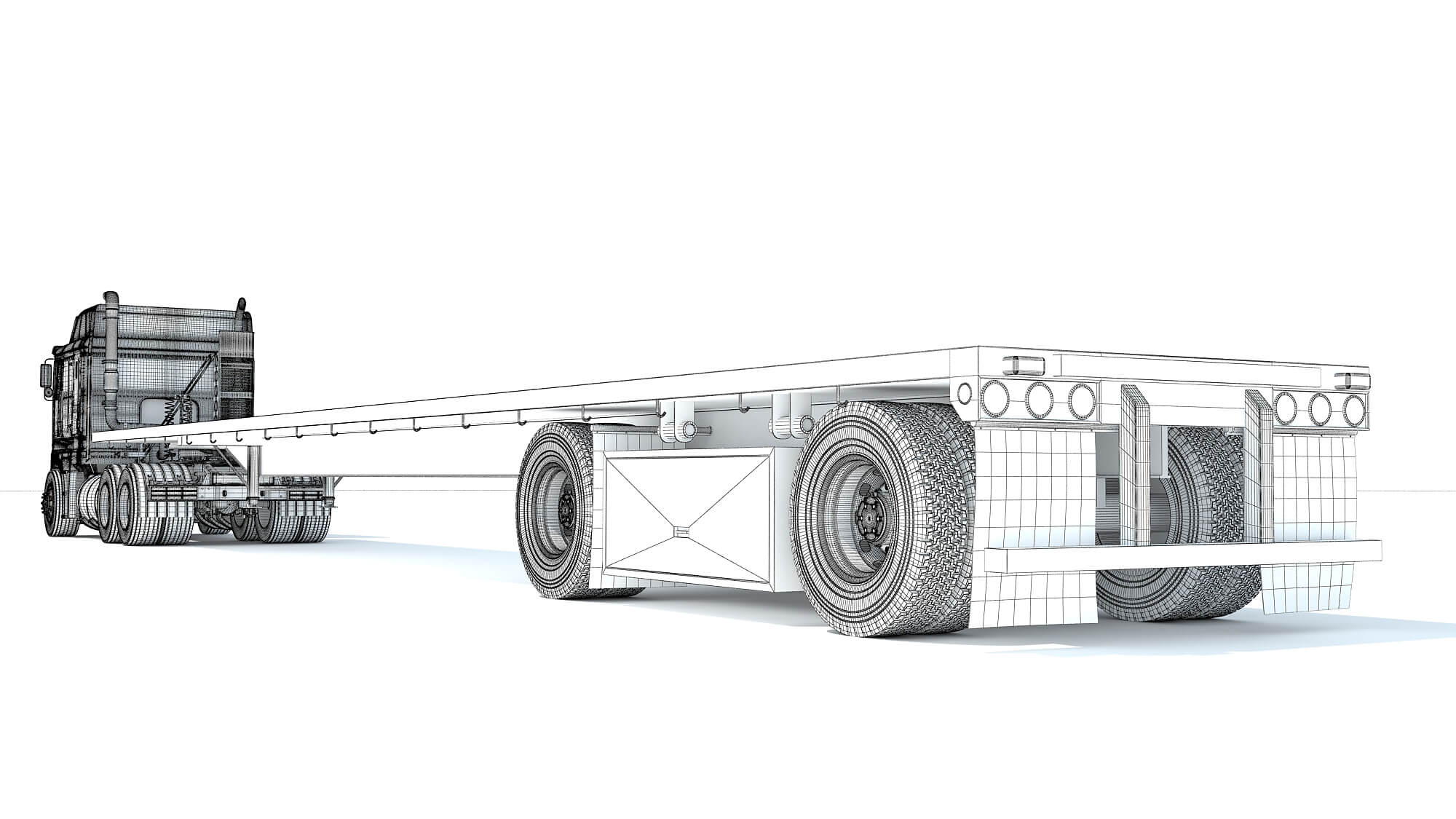 Truck with Flatbed Trailer - 3D Model by 3D Horse