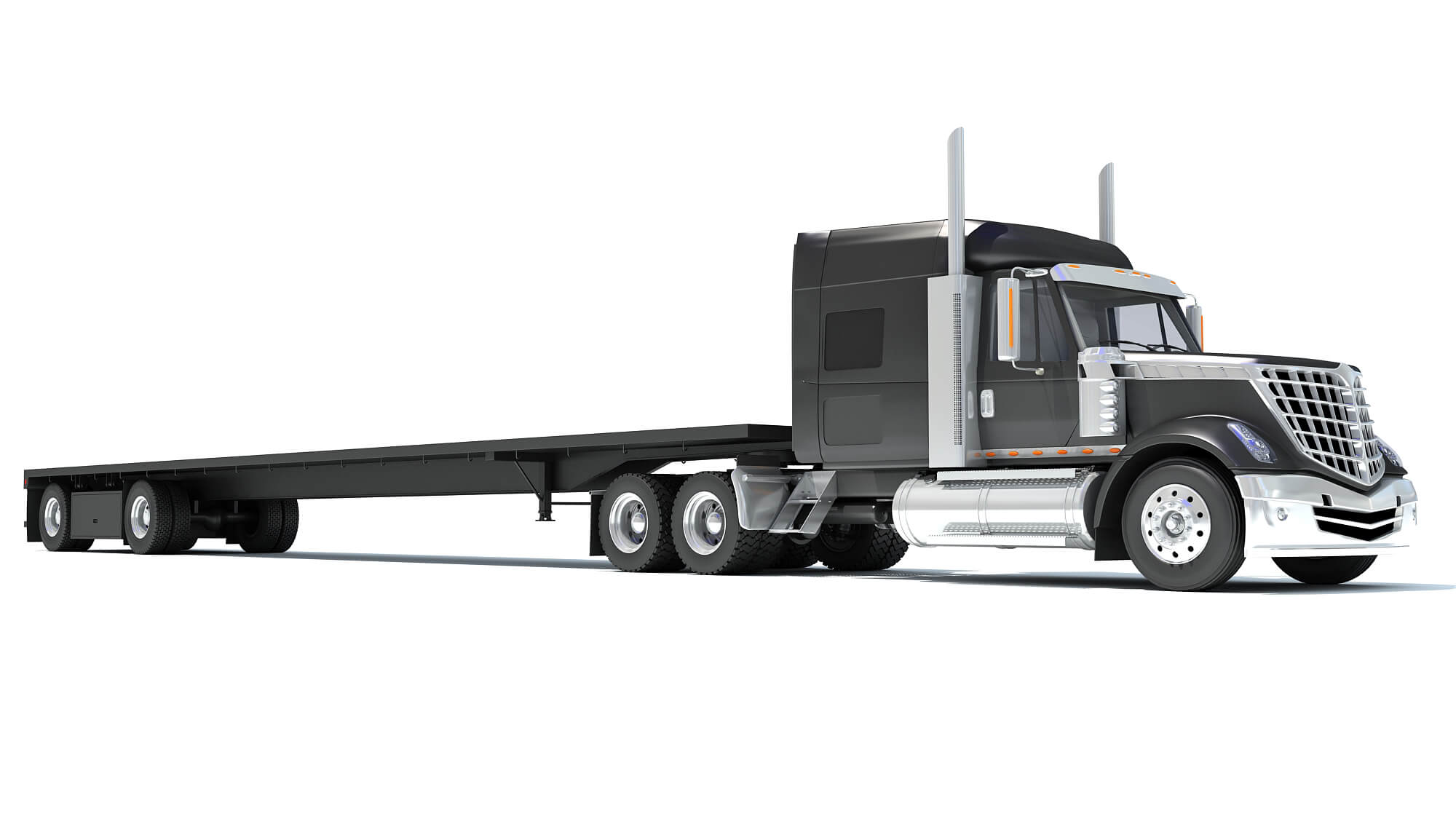 Truck with Flatbed Trailer - 3D Model by 3D Horse