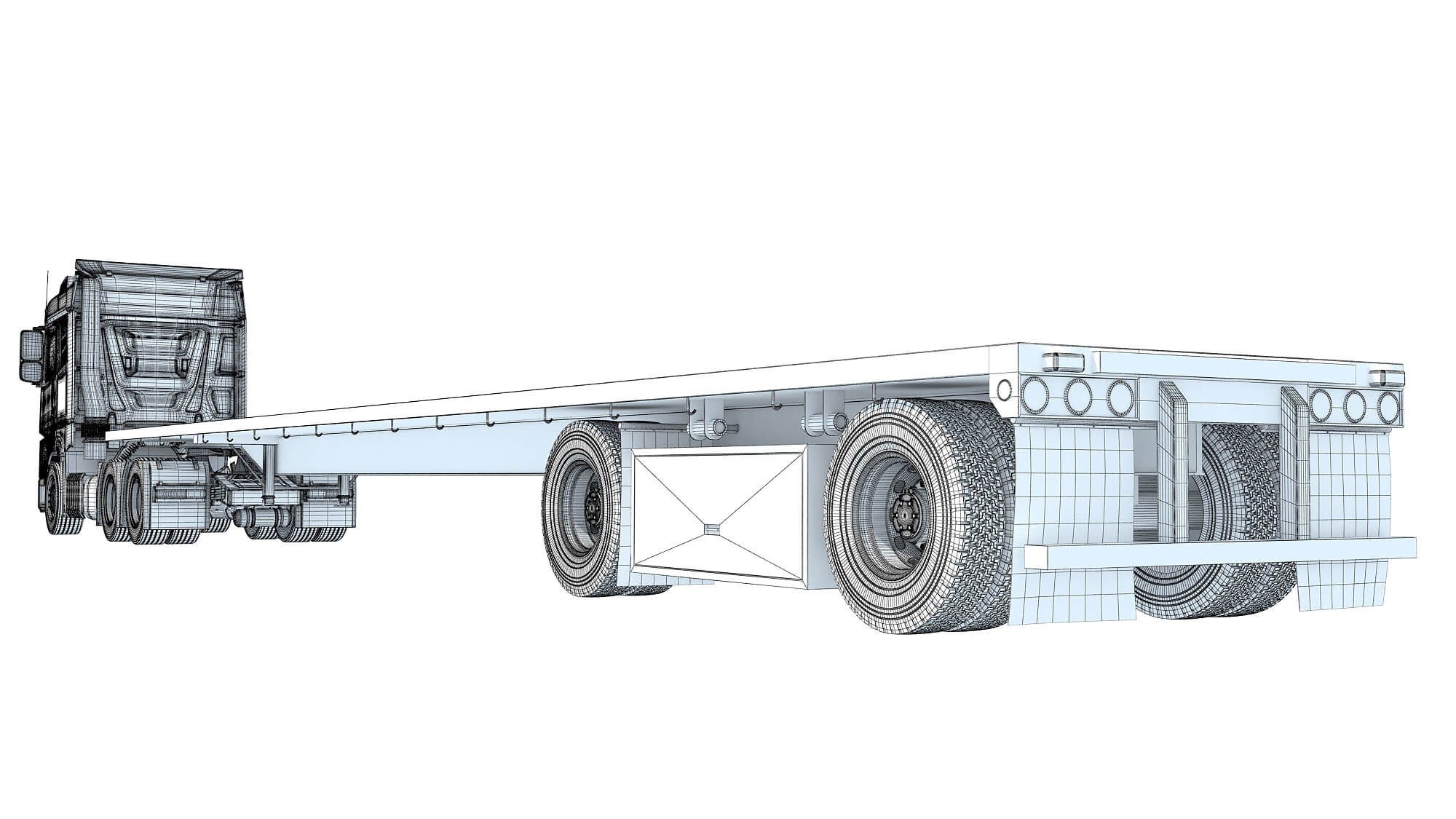 Truck with Flatbed Trailer - 3D Model by 3D Horse