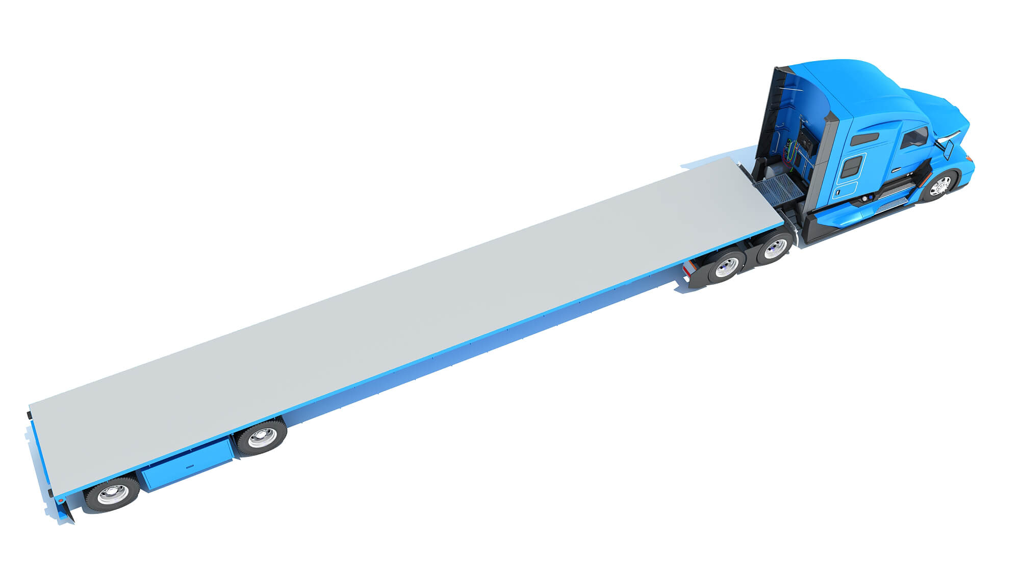 Truck with Flatbed Trailer - 3D Model by 3D Horse