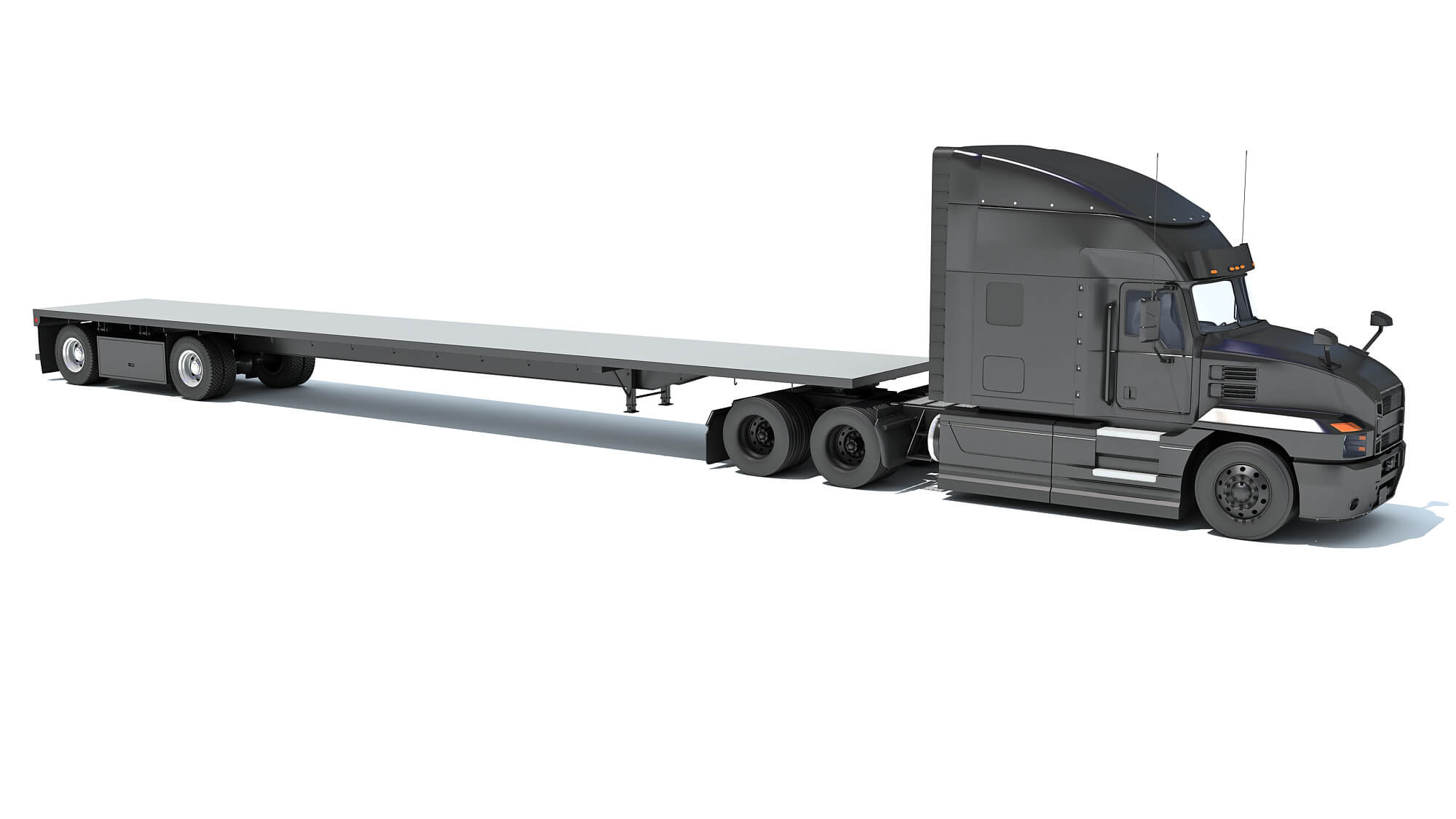 Truck with Flatbed Trailer - 3D Model by 3D Horse