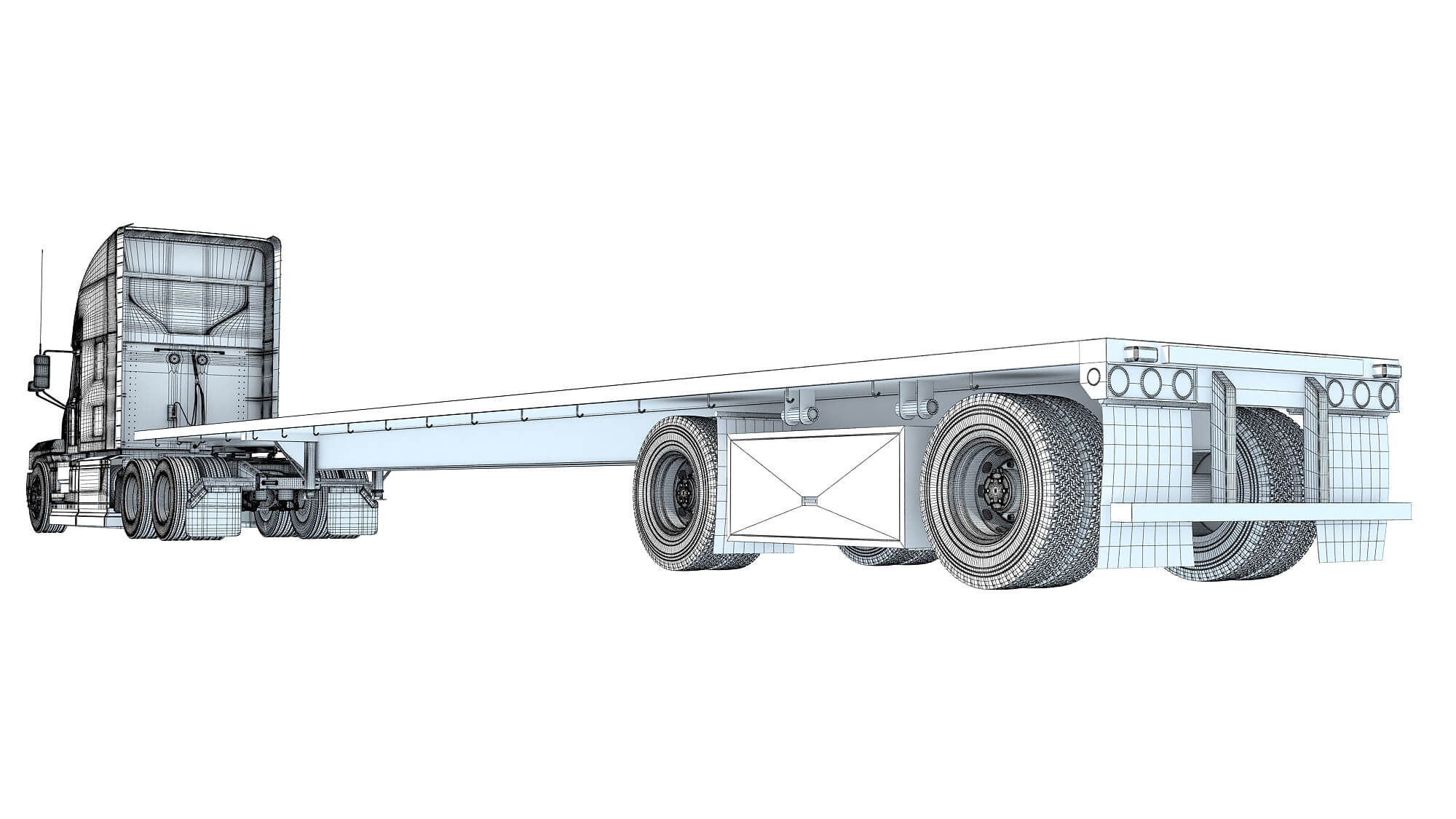 Truck with Flatbed Trailer - 3D Model by 3D Horse