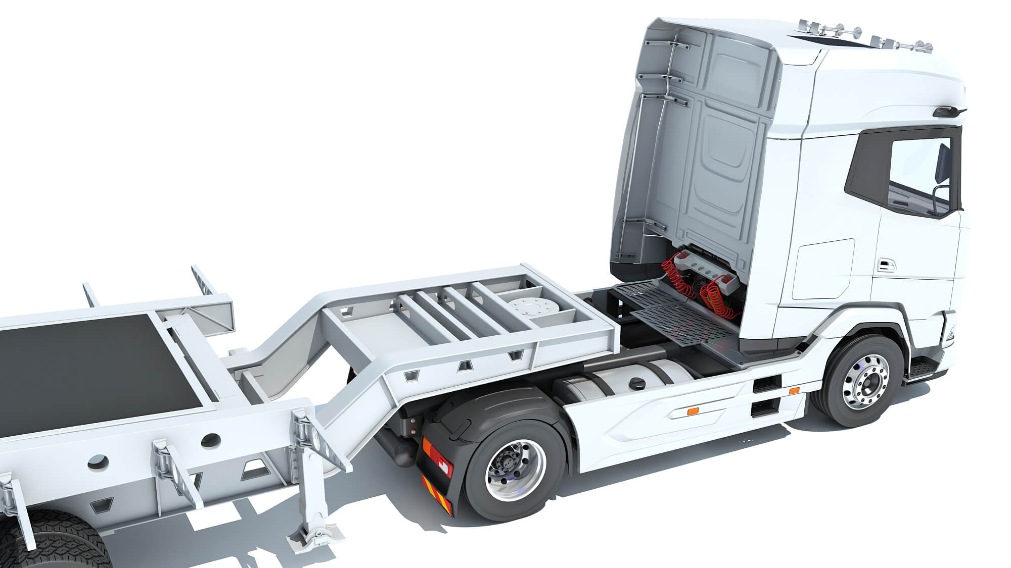 Truck with Lowboy Trailer - 3D Model by 3D Horse