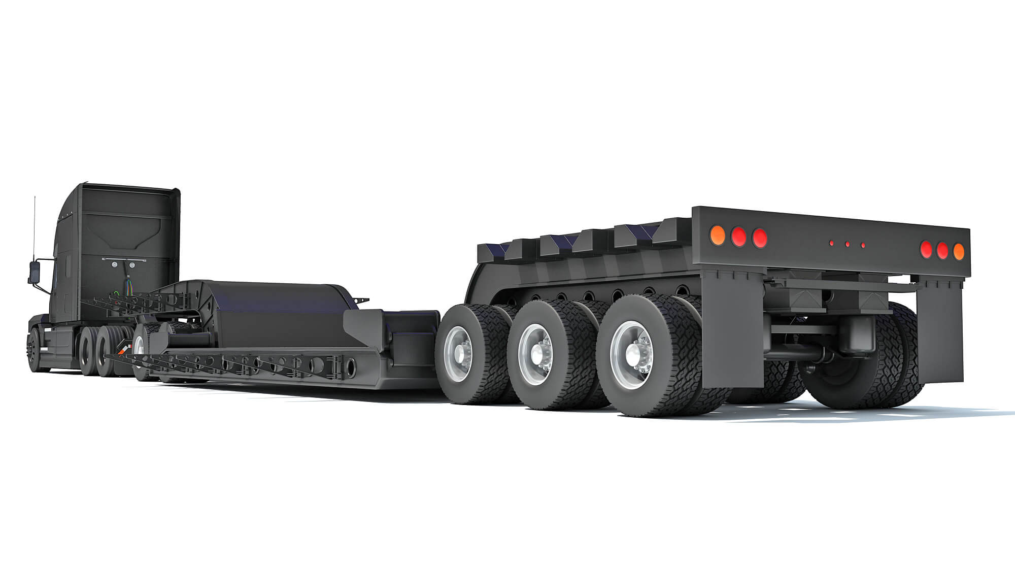 Truck with Lowboy Trailer - 3D Model by 3D Horse