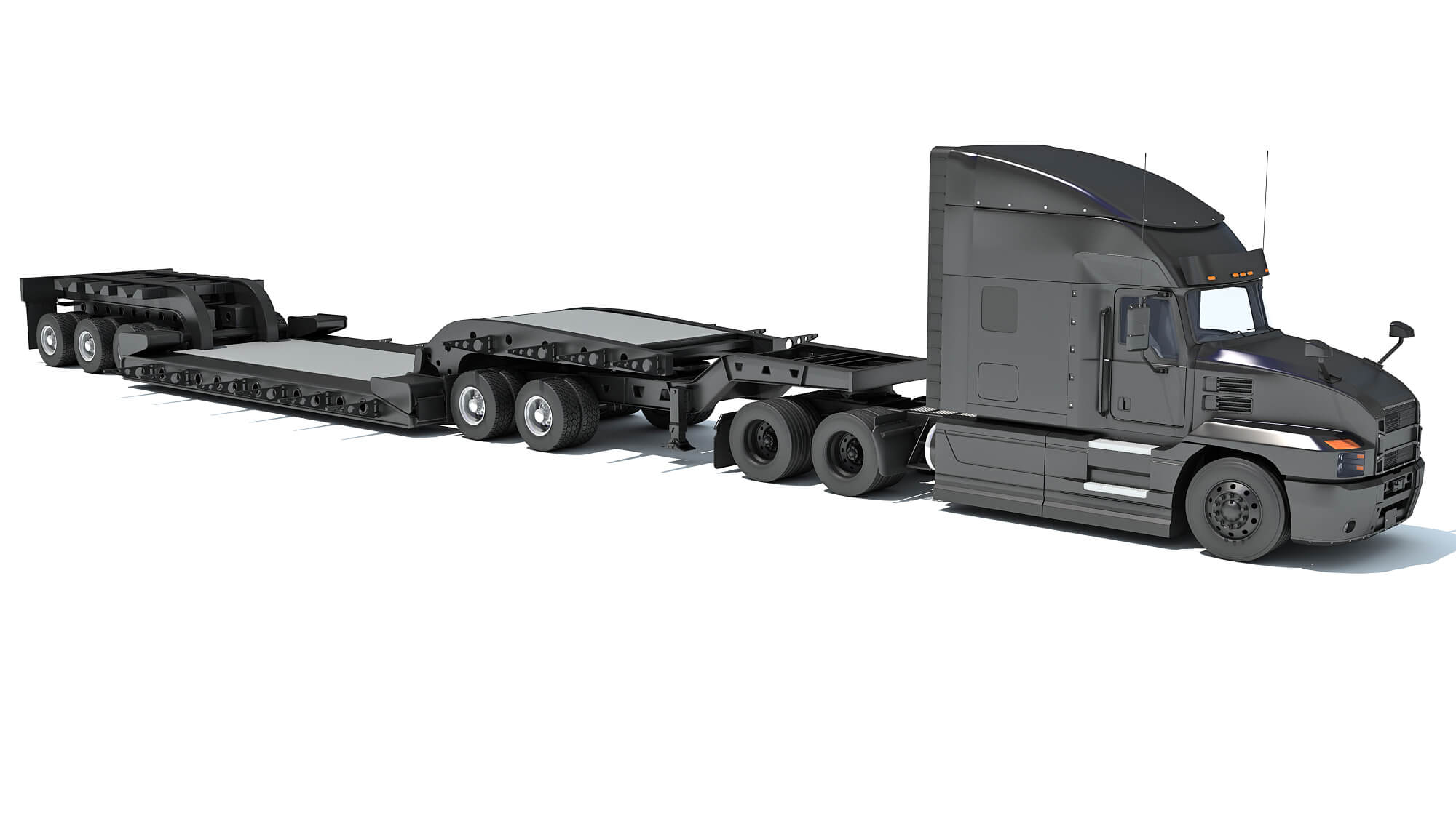 Truck with Lowboy Trailer - 3D Model by 3D Horse