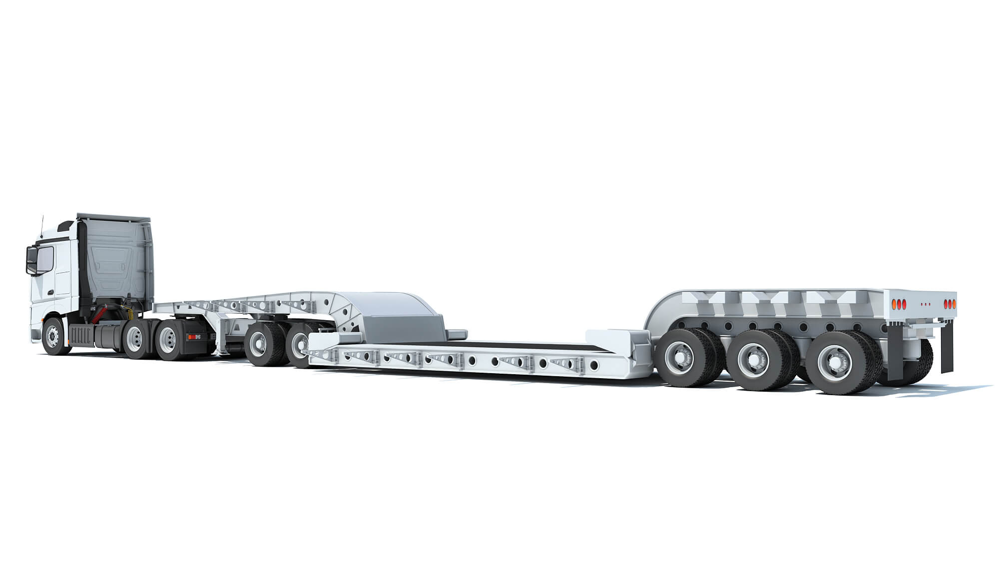 Truck with Lowboy Trailer - 3D Model by 3D Horse