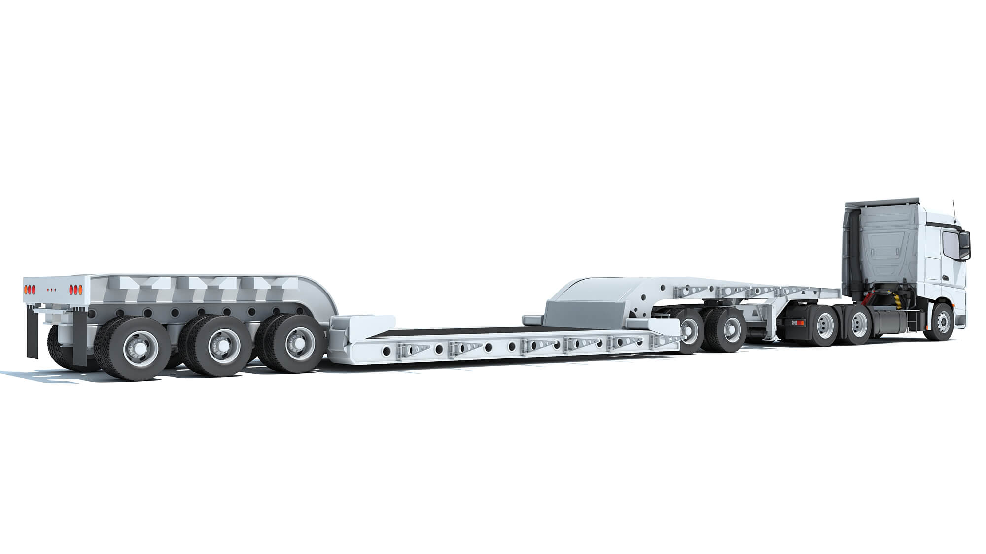 Truck with Lowboy Trailer - 3D Model by 3D Horse