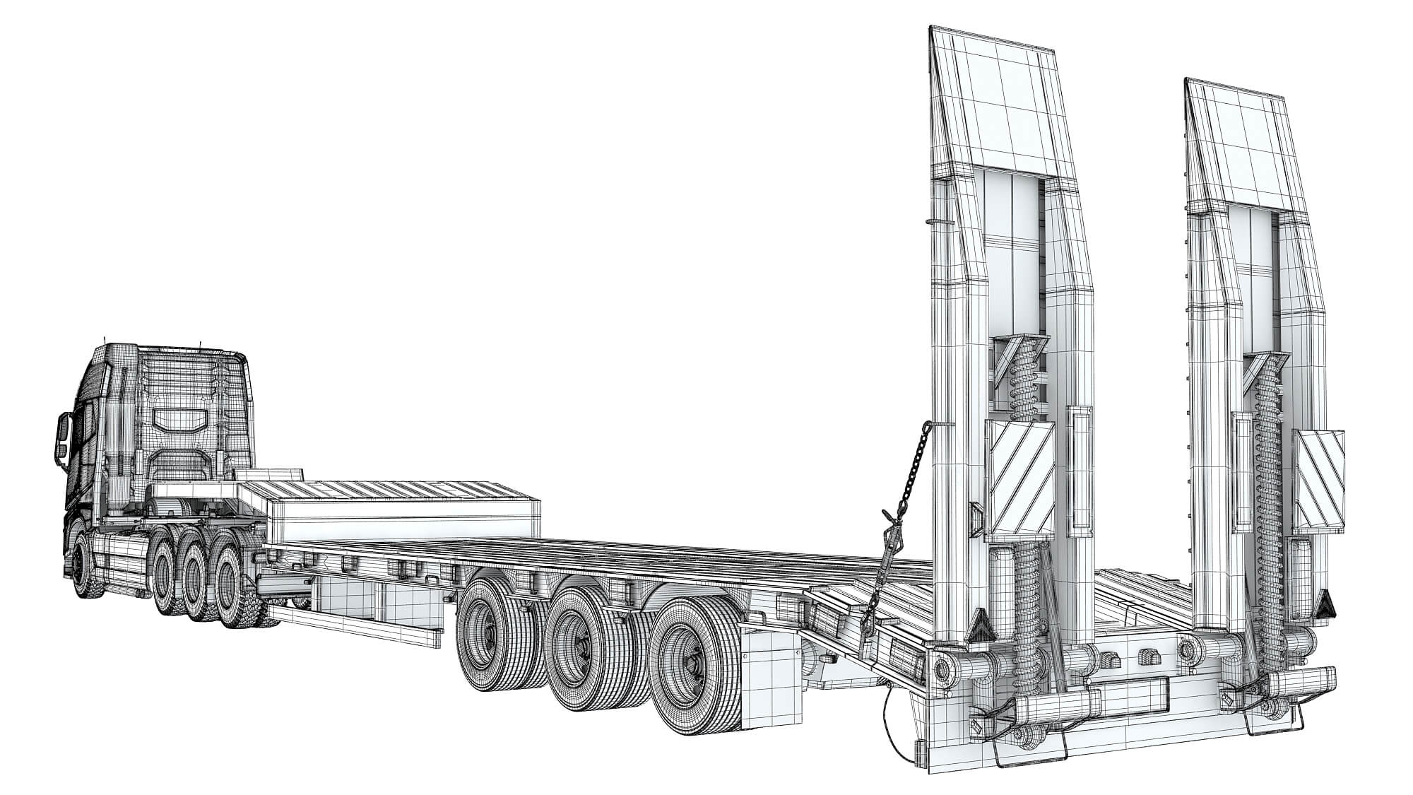 Truck with Platform Trailer - 3D Model by 3D Horse