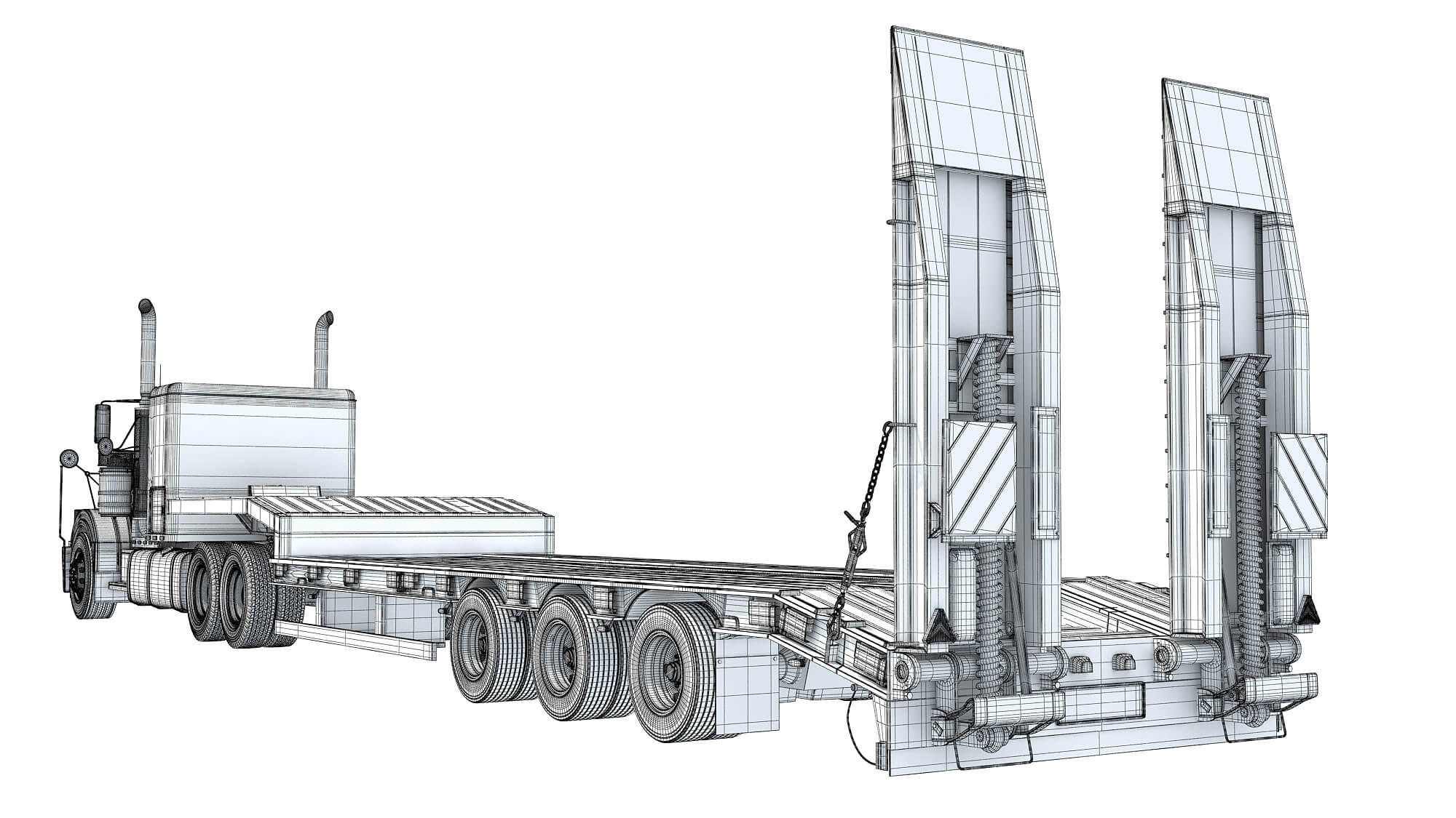 Truck with Platform Trailer - 3D Model by 3D Horse