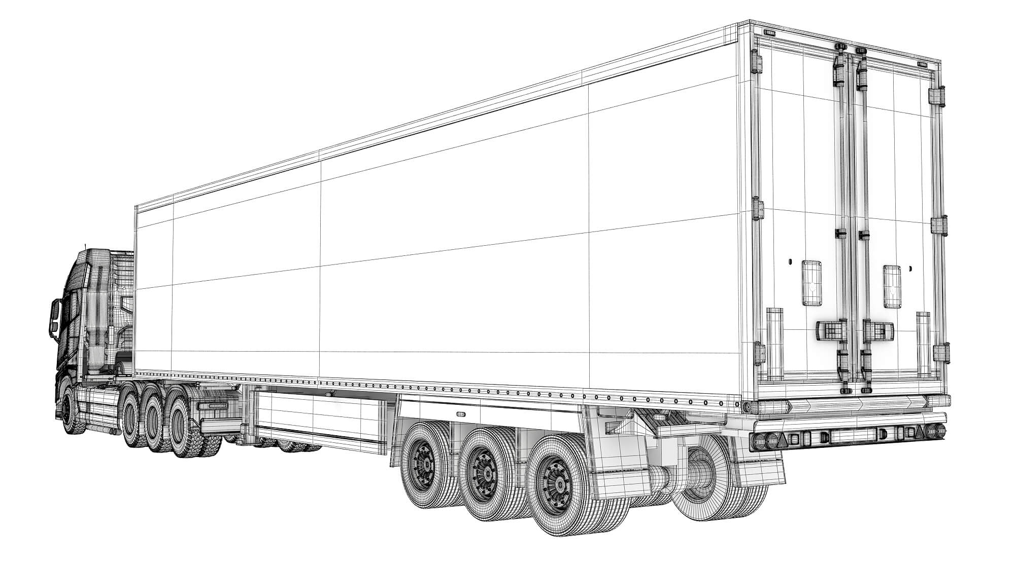 Truck with Reefer Refrigerator Trailer - 3D Model by 3D Horse