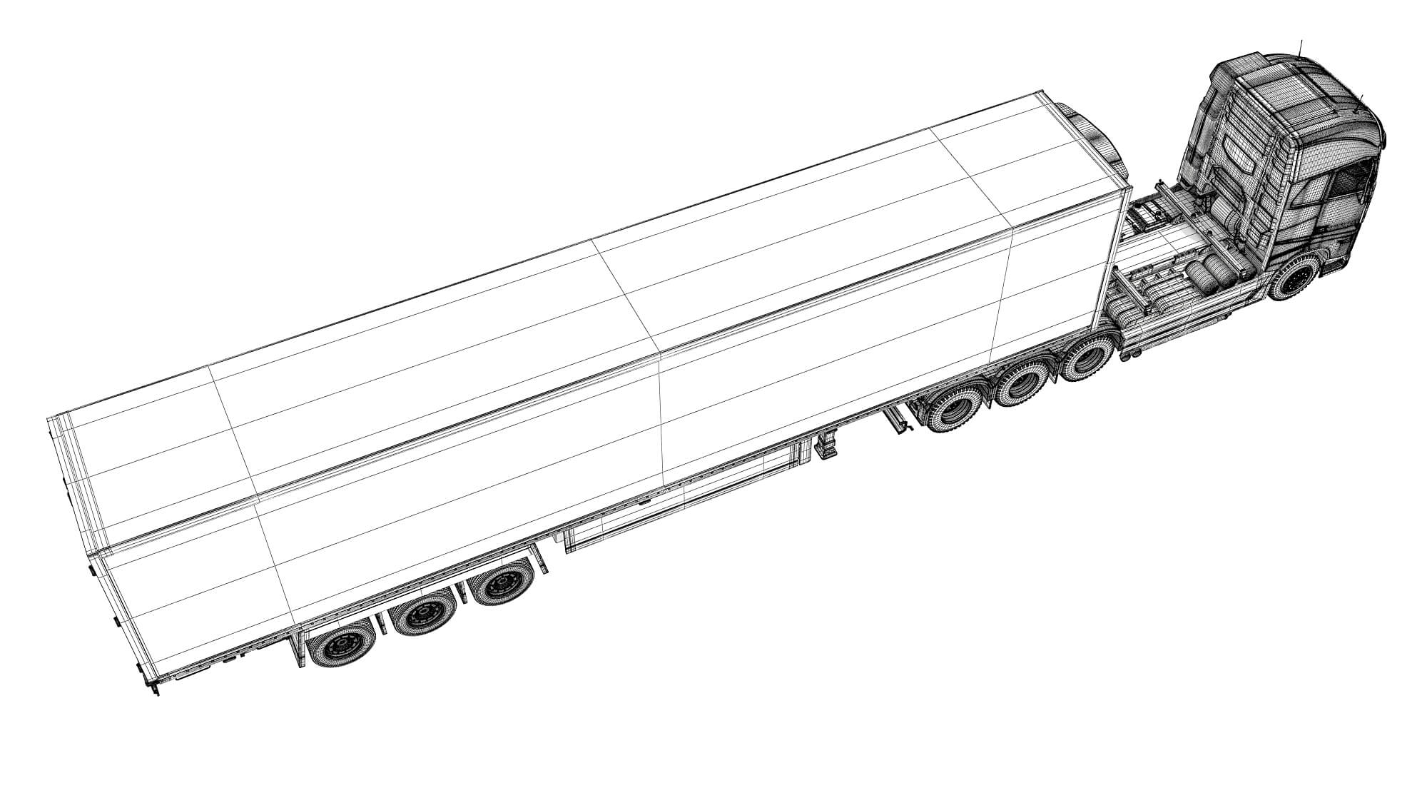 Truck with Reefer Refrigerator Trailer - 3D Model by 3D Horse