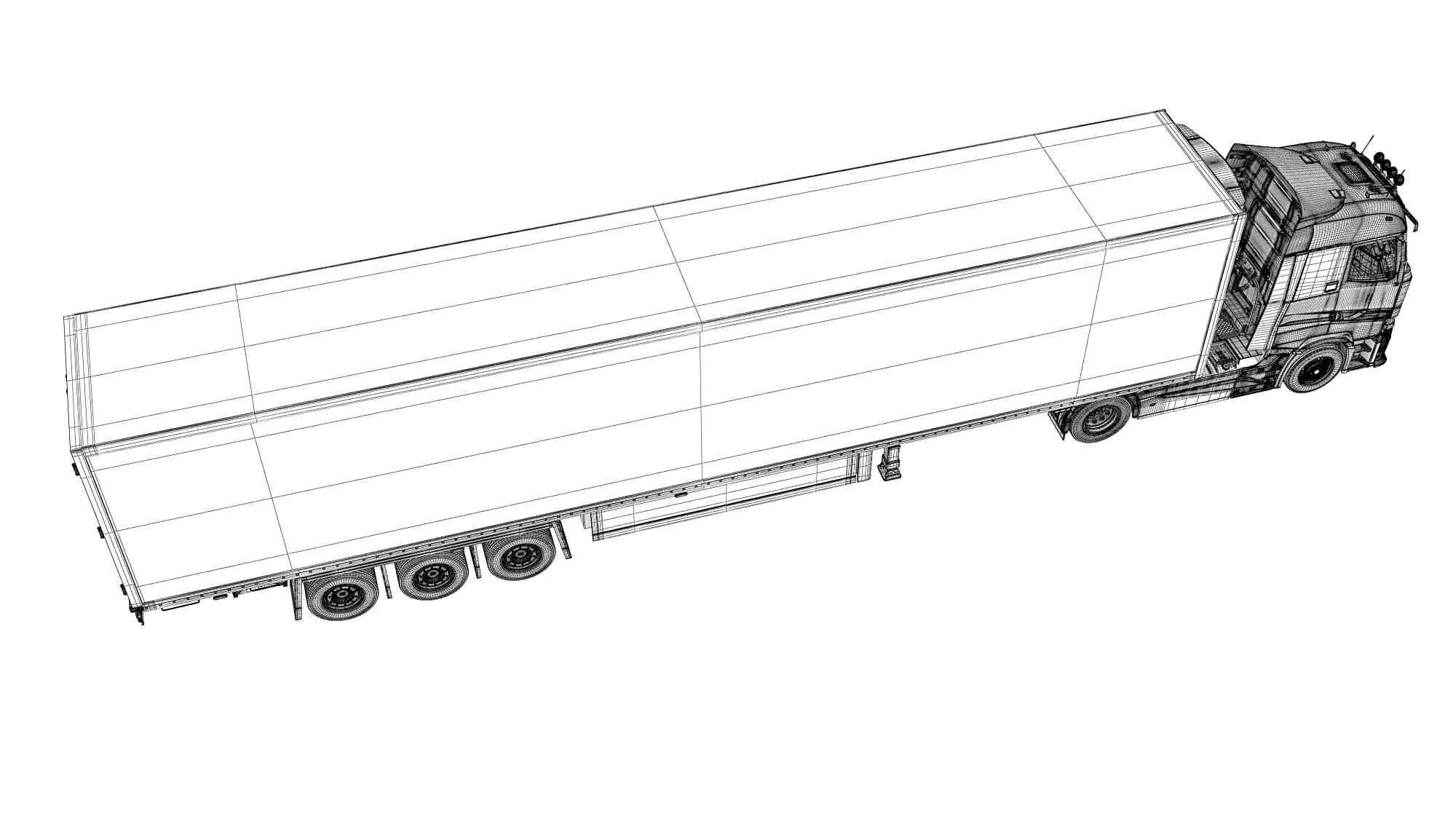 Truck with Reefer Refrigerator Trailer - 3D Model by 3D Horse