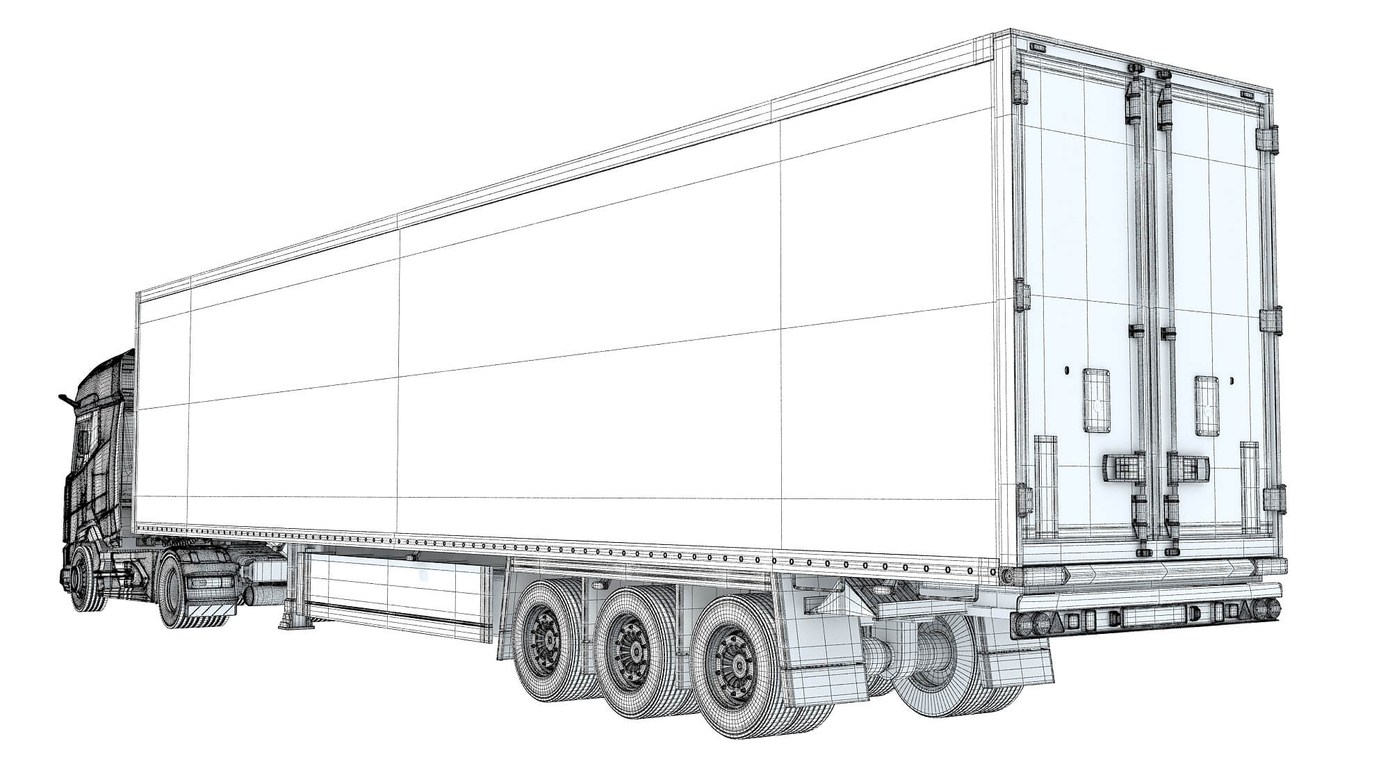 Truck with Reefer Refrigerator Trailer - 3D Model by 3D Horse