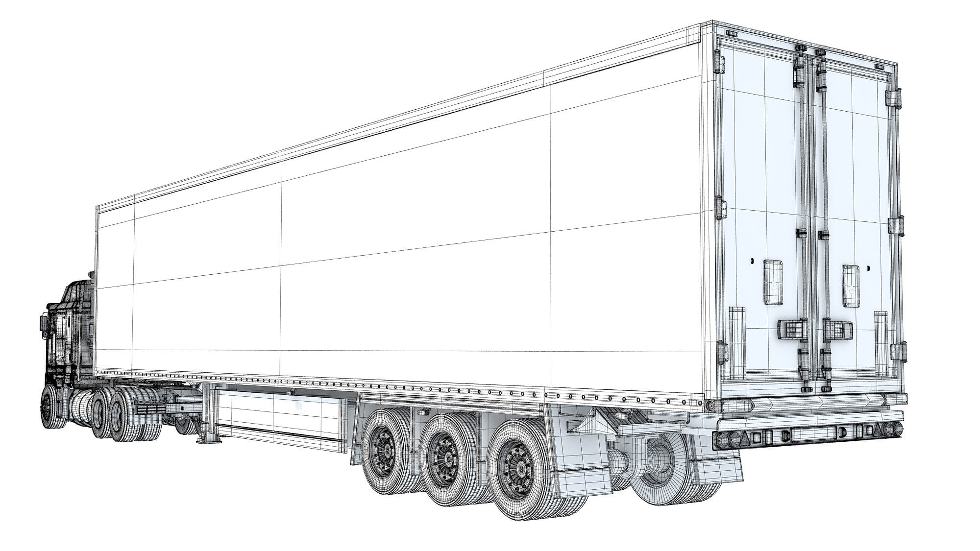 Truck with Reefer Refrigerator Trailer - 3D Model by 3D Horse