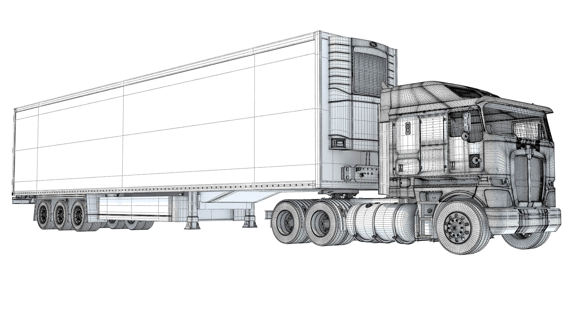 Truck with Reefer Refrigerator Trailer - 3D Model by 3D Horse