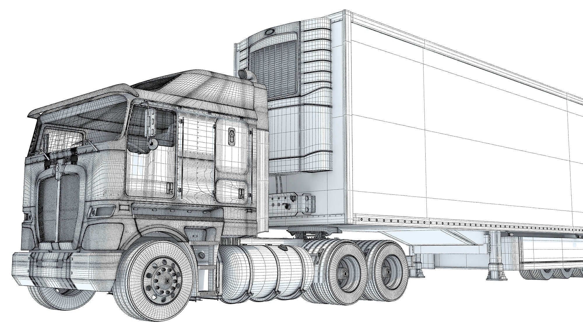 Truck with Reefer Refrigerator Trailer - 3D Model by 3D Horse