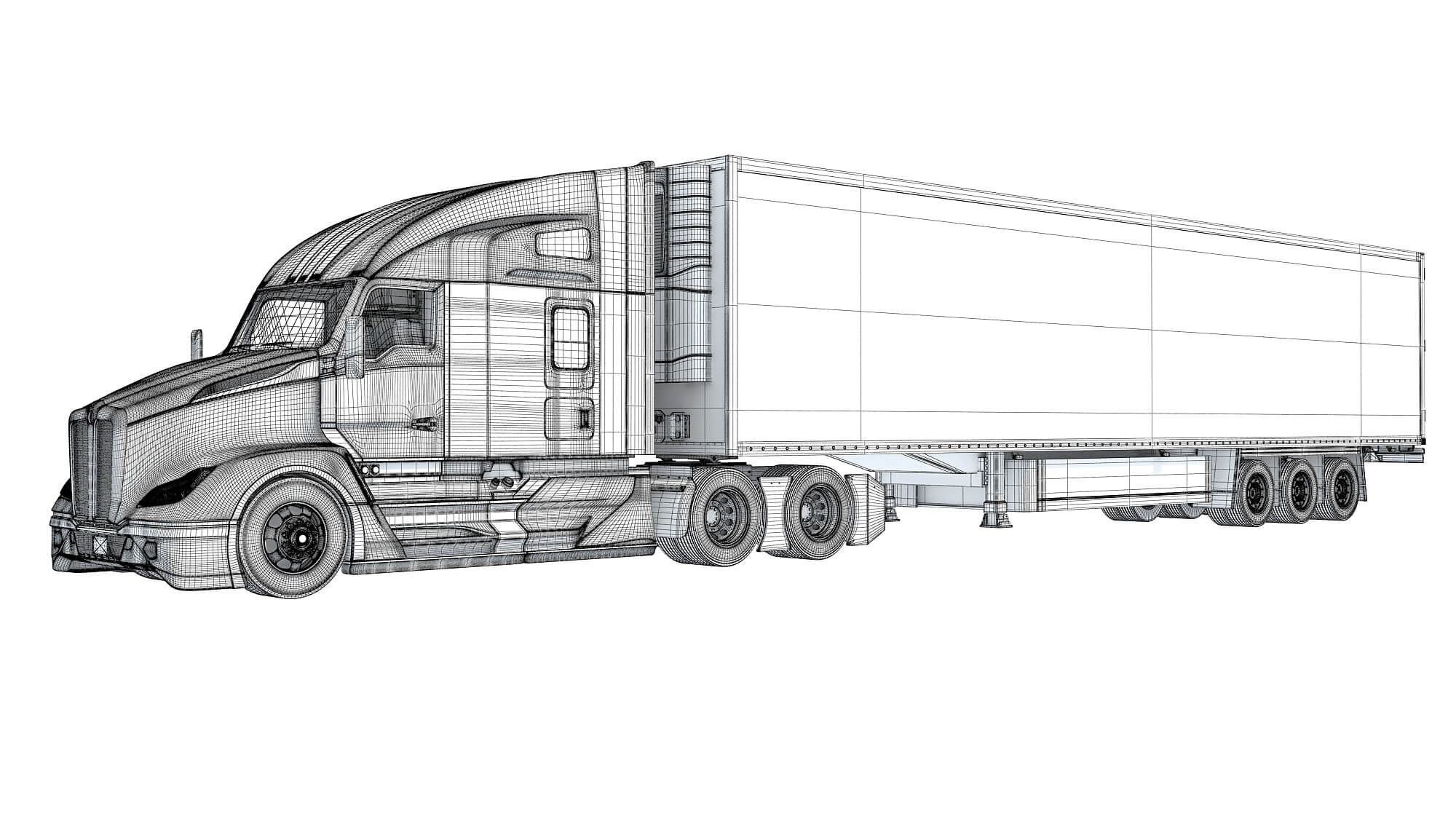 Truck with Reefer Refrigerator Trailer - 3D Model by 3D Horse