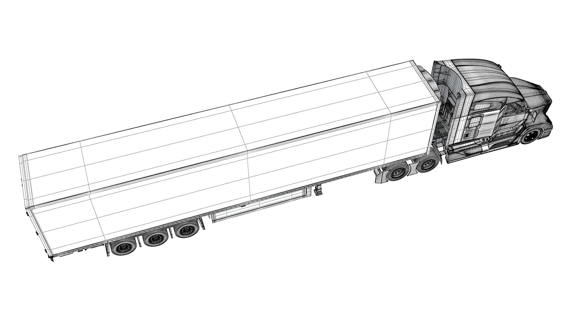 Truck with Reefer Refrigerator Trailer - 3D Model by 3D Horse