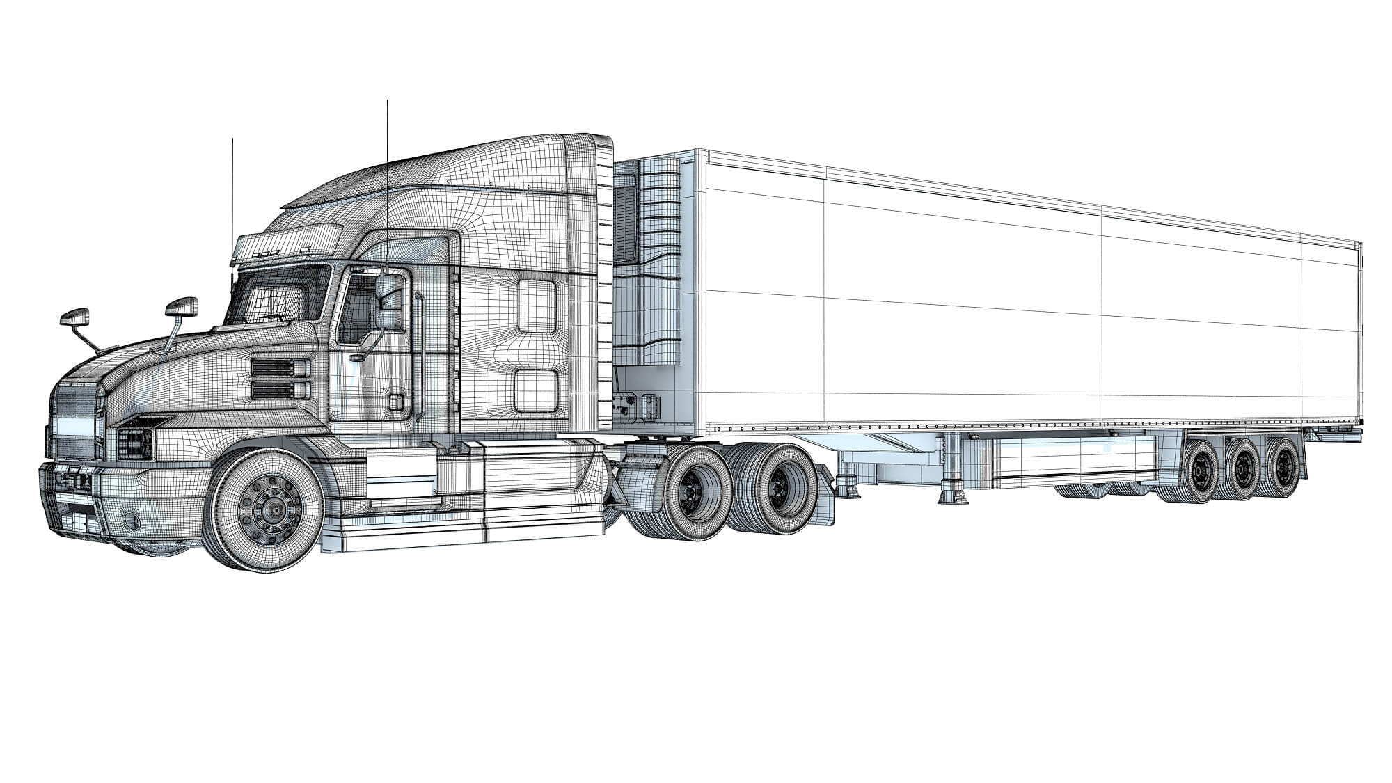 Truck with Reefer Refrigerator Trailer - 3D Model by 3D Horse