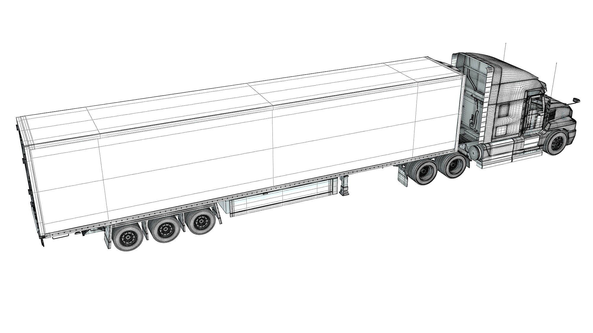 Truck with Reefer Refrigerator Trailer - 3D Model by 3D Horse