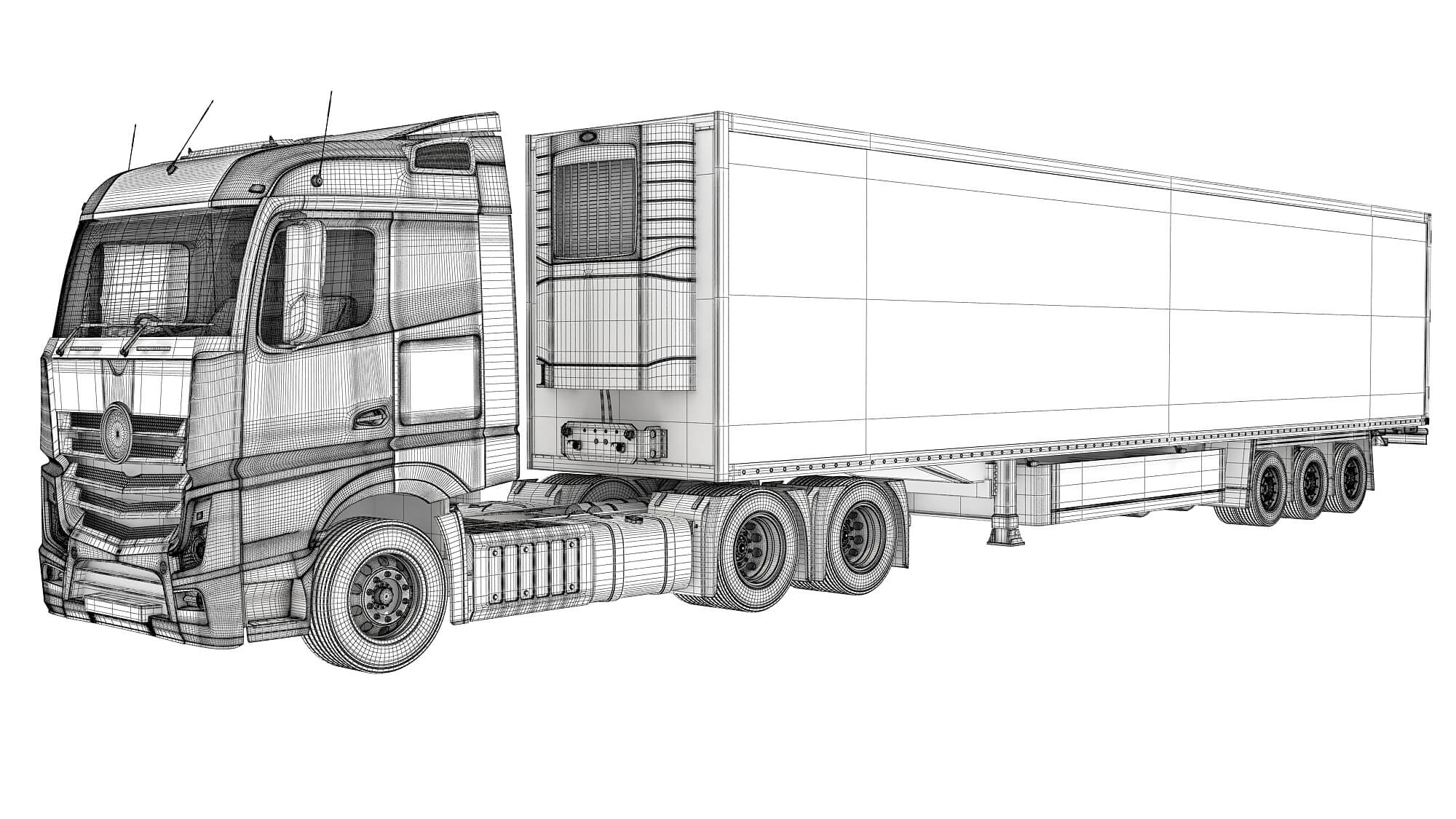 Truck with Reefer Refrigerator Trailer - 3D Model by 3D Horse