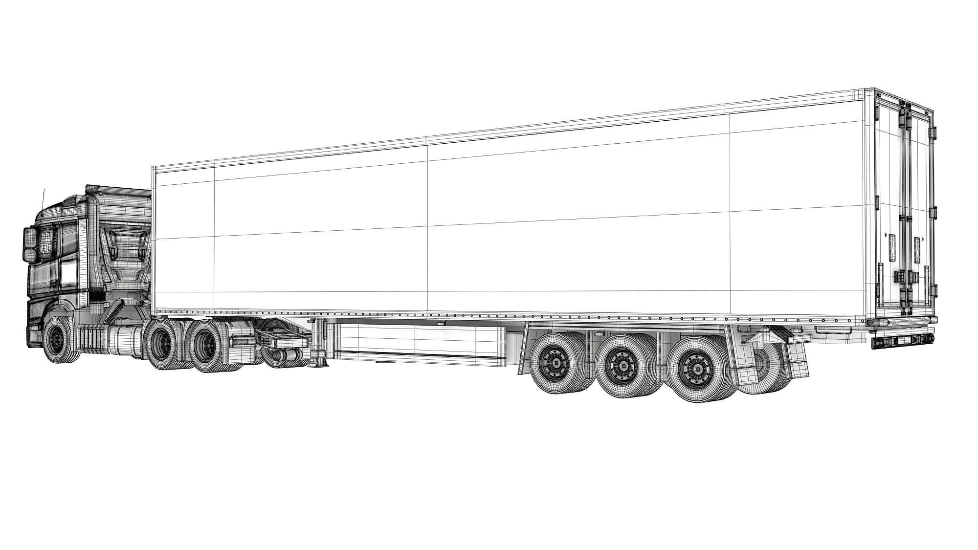 Truck with Reefer Refrigerator Trailer - 3D Model by 3D Horse